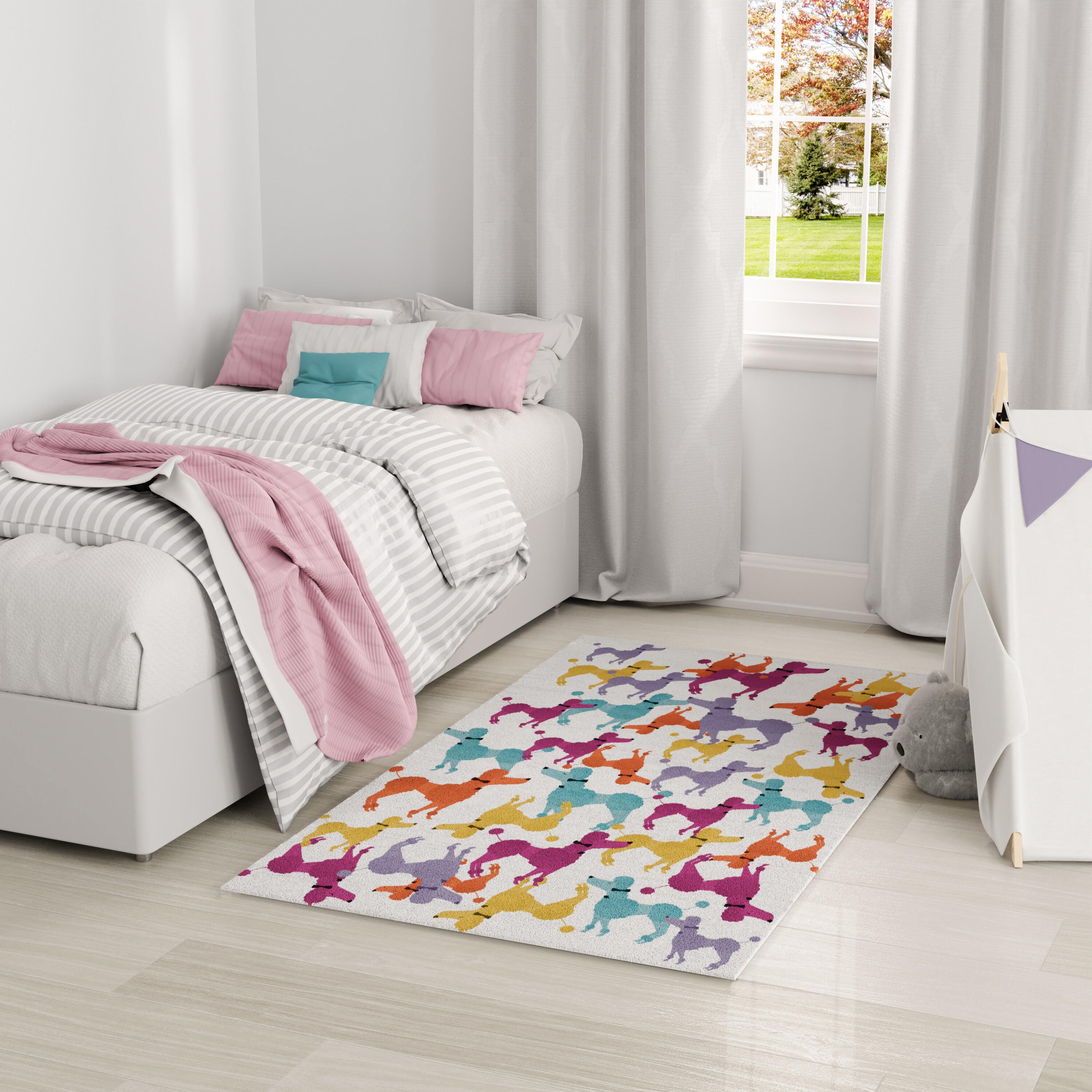 Click here for Nourison Home Poodle 3 x 5 Area Rug  Ivory/Multi prices