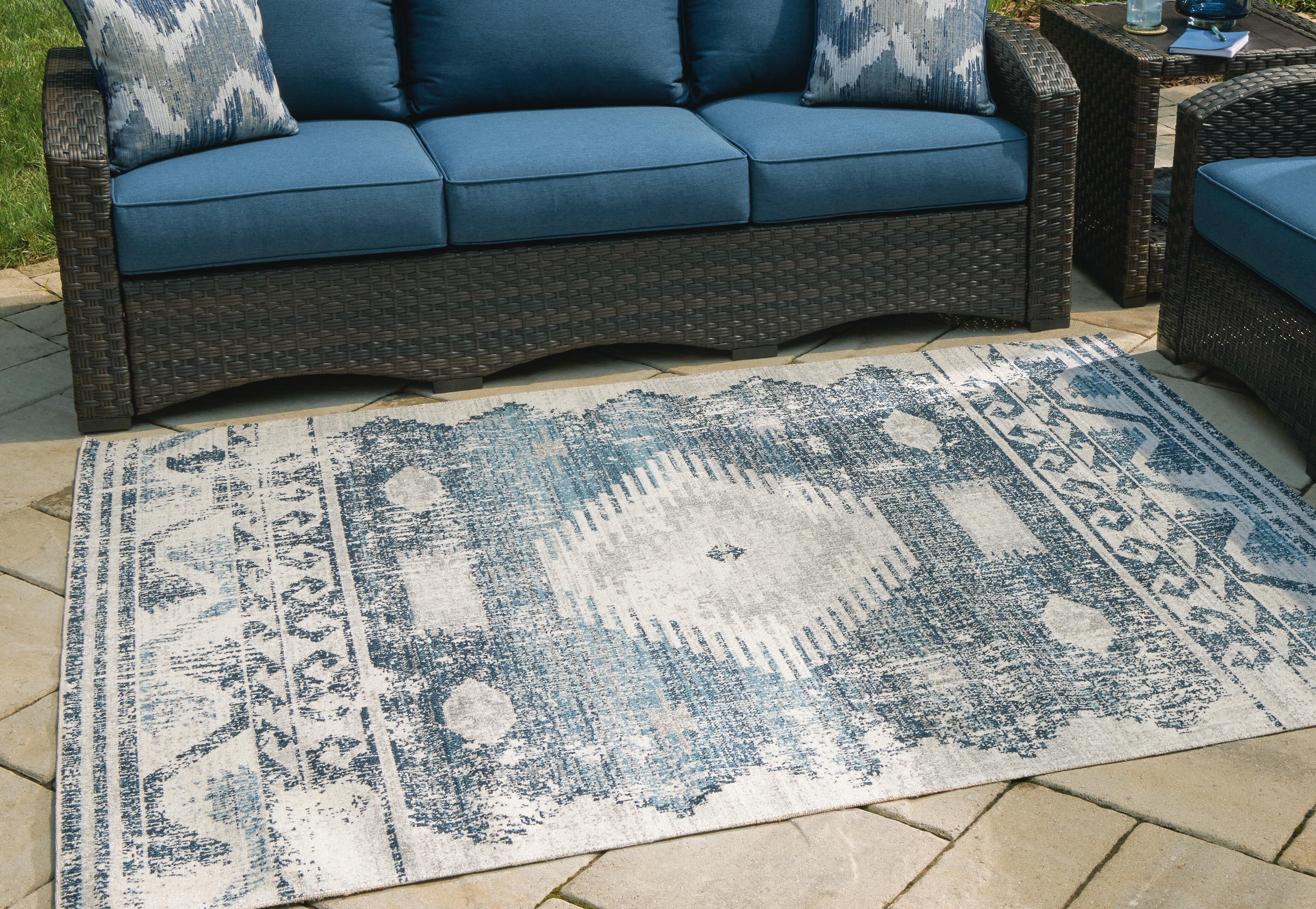 Click here for Daddridge 5 x 7 Indoor/Outdoor Rug  Blue/Gray/Ivor... prices