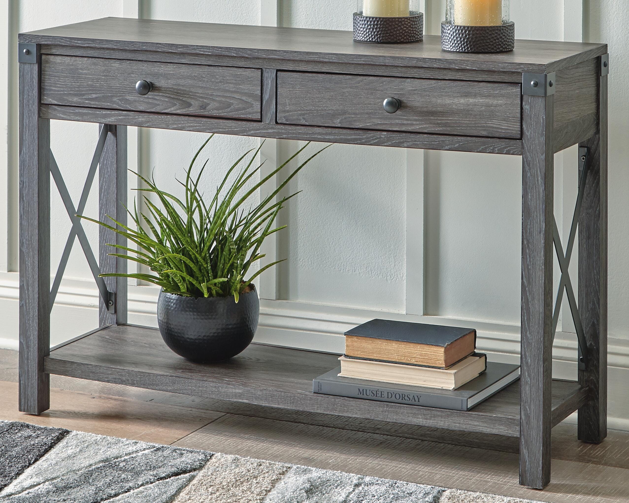 Click here for Freedan 2 Drawer Sofa/Console Table  Grayish Brown prices