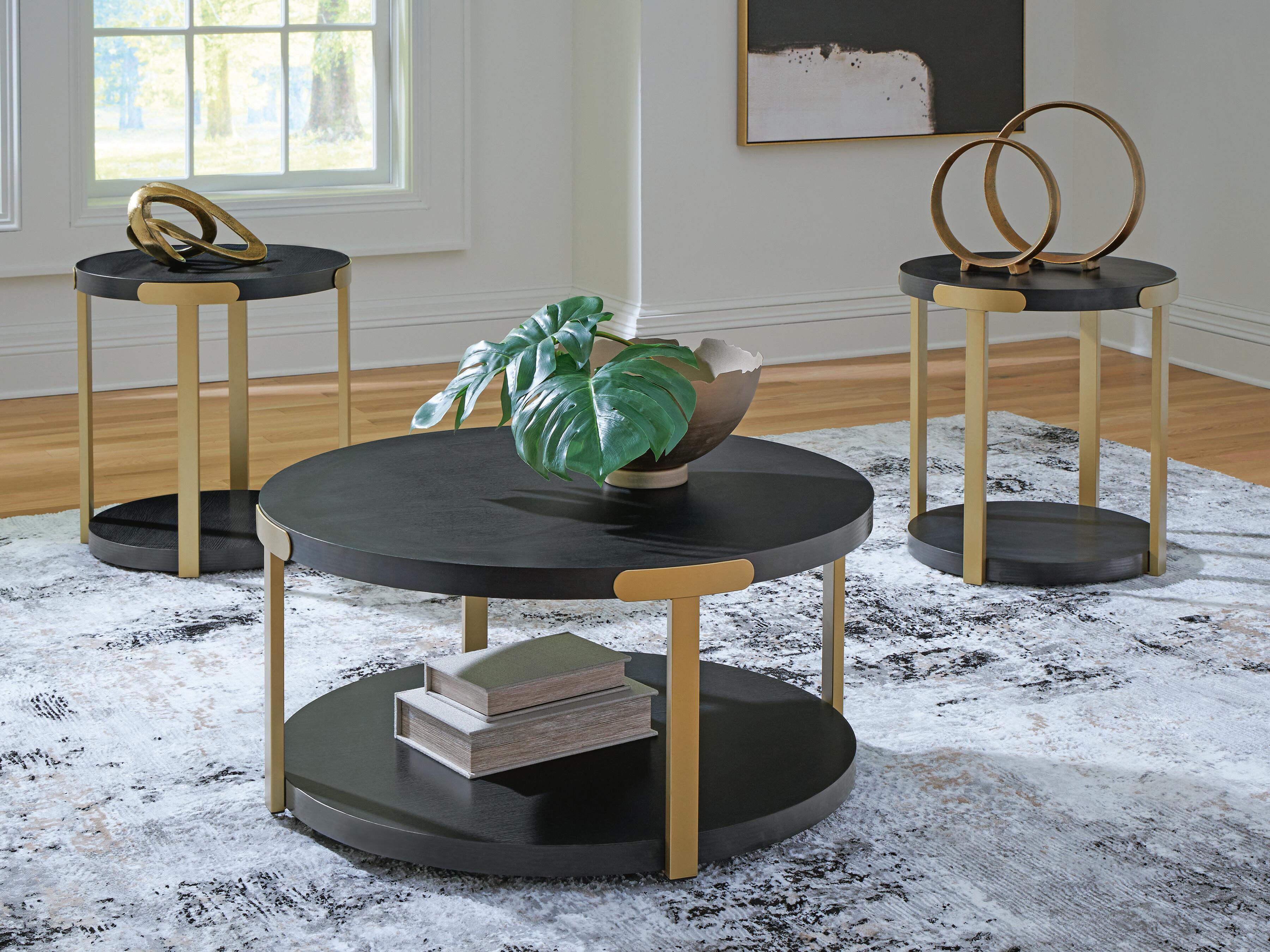 Click here for Shylore Table (Set of 3)  Black/Brass Finish prices