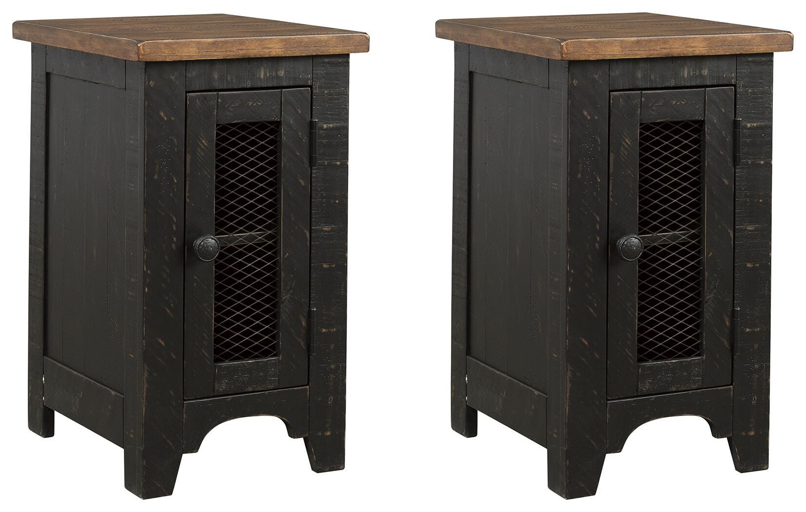 Click here for Valebeck 2 End Tables  Black/Brown prices