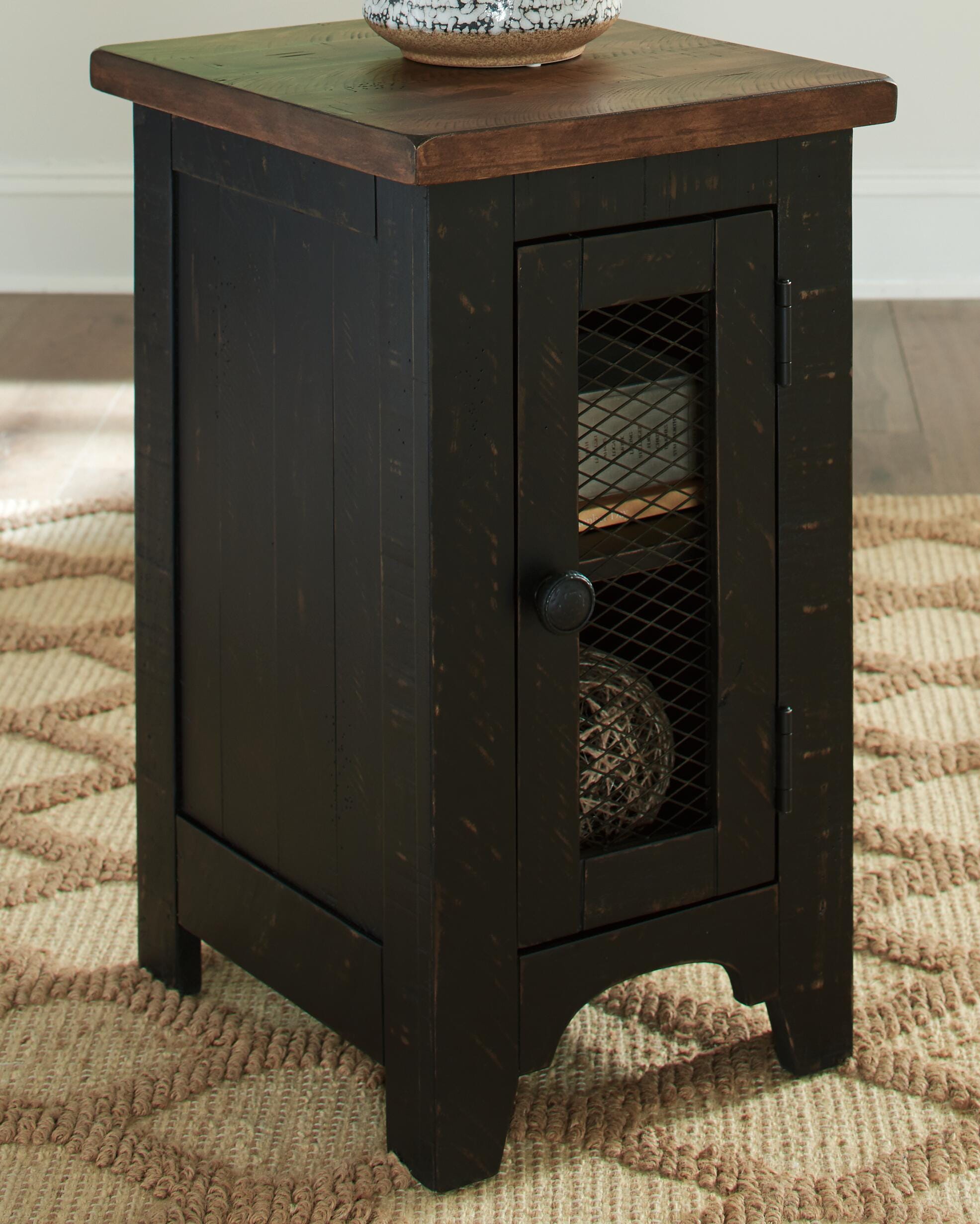 Click here for Valebeck Chairside End Table  Black/Brown prices