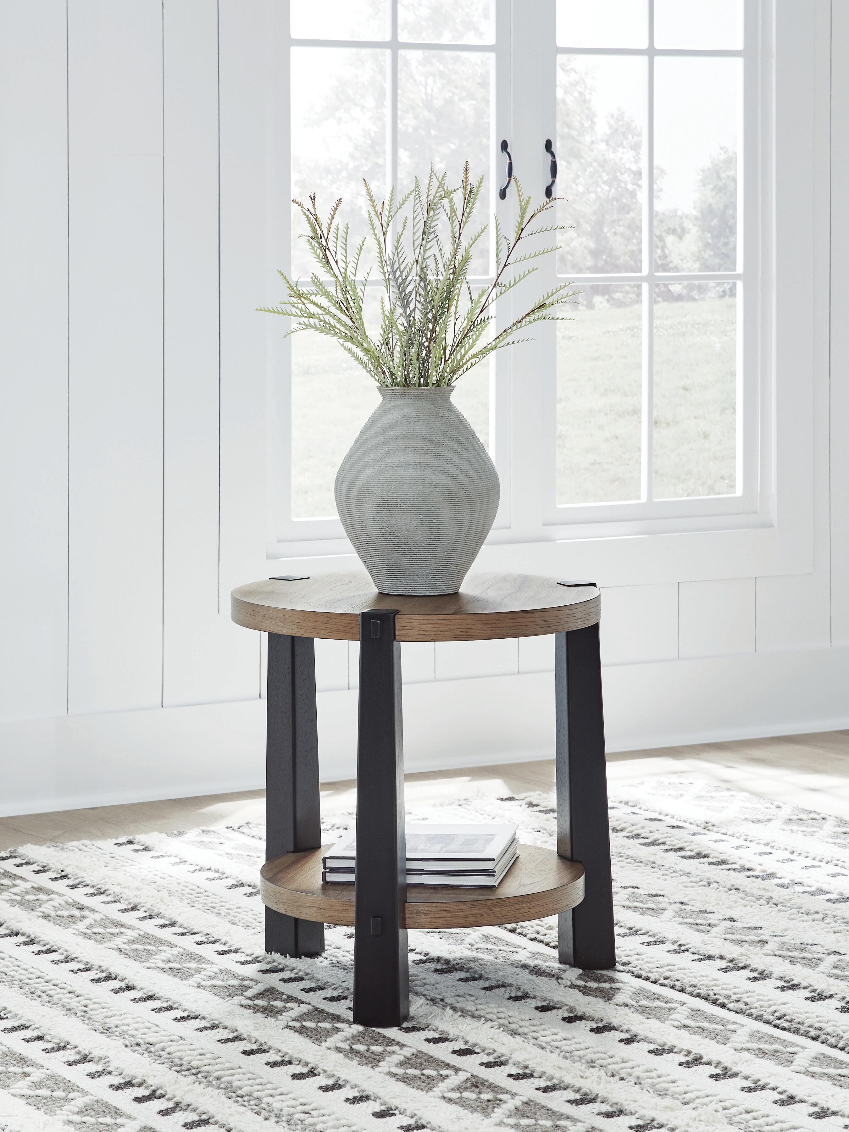 Click here for Ridgester End Table  Light Brown/Black prices