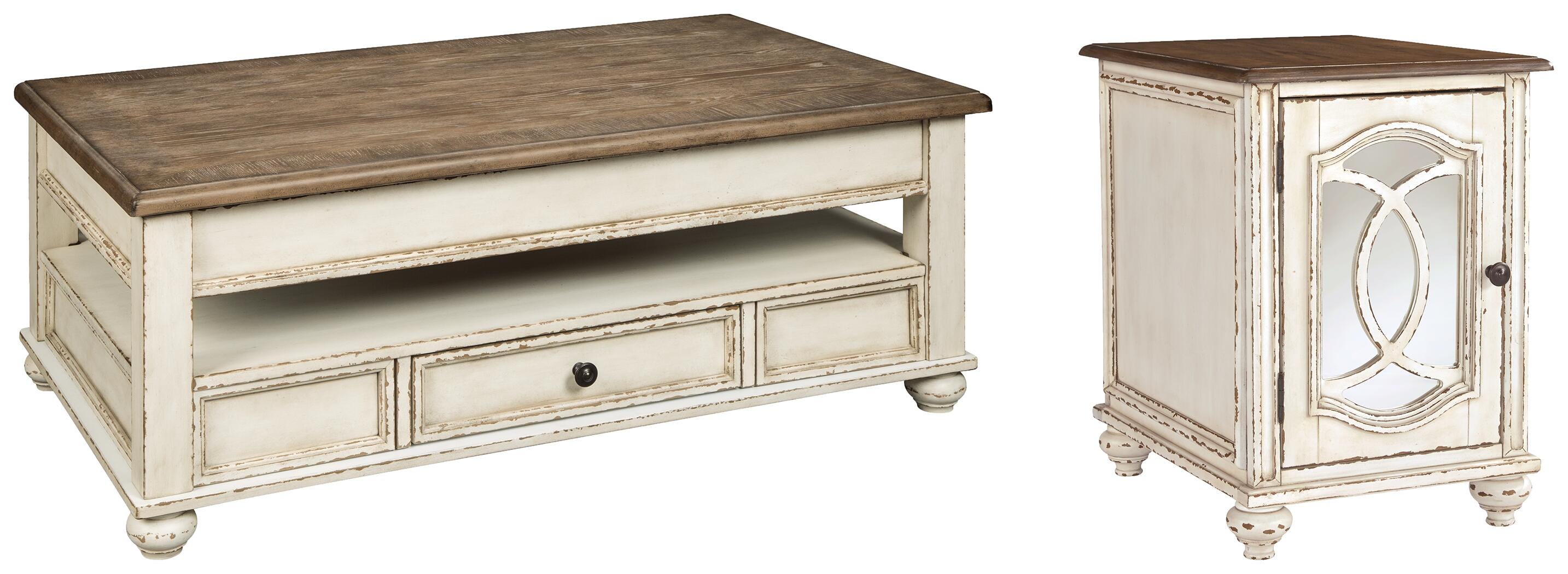 Click here for Realyn Coffee Table with 1 End Table  White/Brown prices