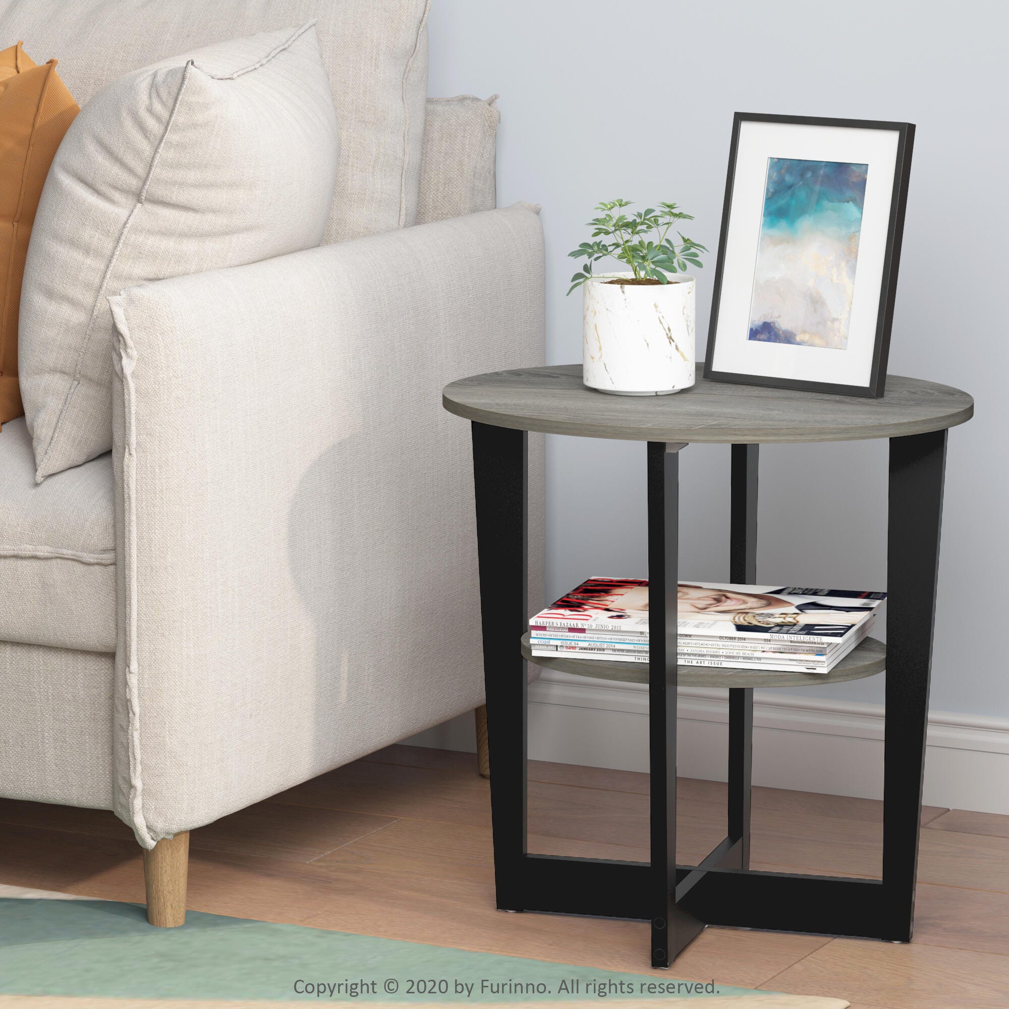 Click here for JAYA Oval End Table  French Oak Gray/Black prices