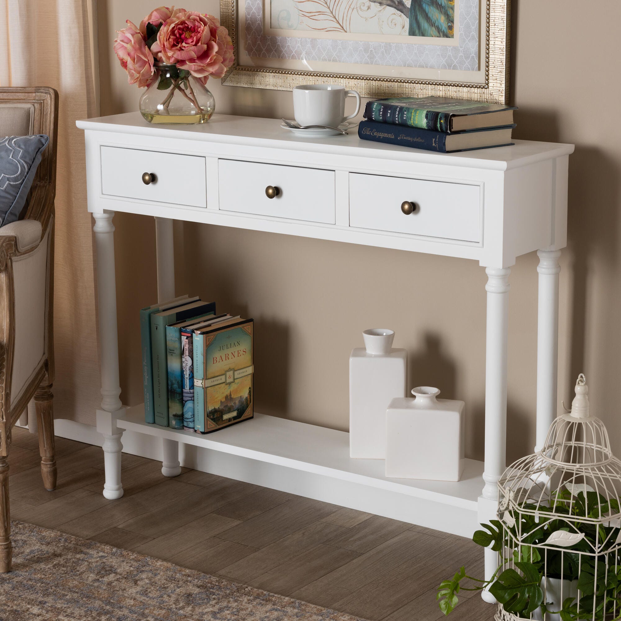 Click here for Calvin 3-Drawer Entryway Console Table  White prices