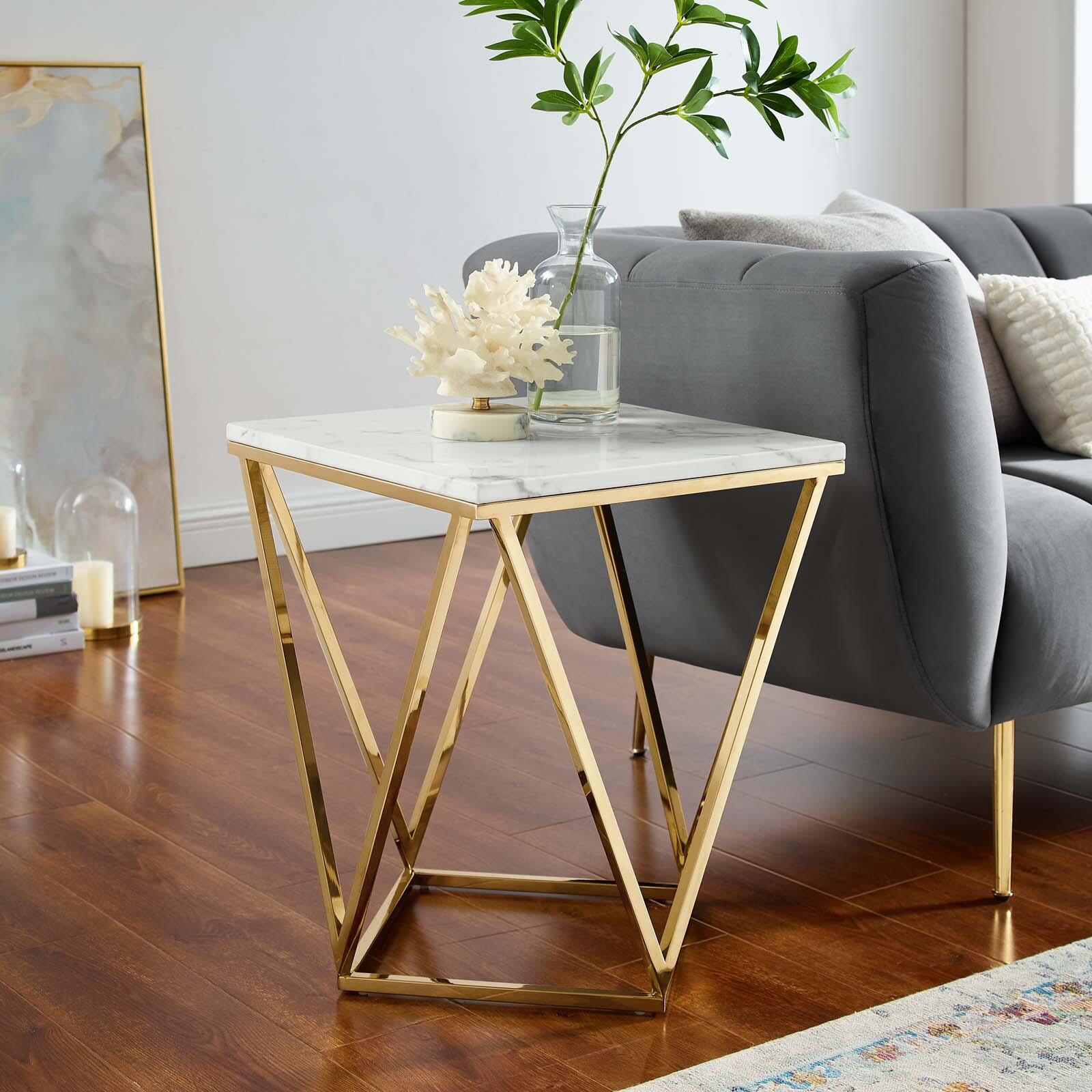 Click here for Modway Vertex End Table  Gold/White prices