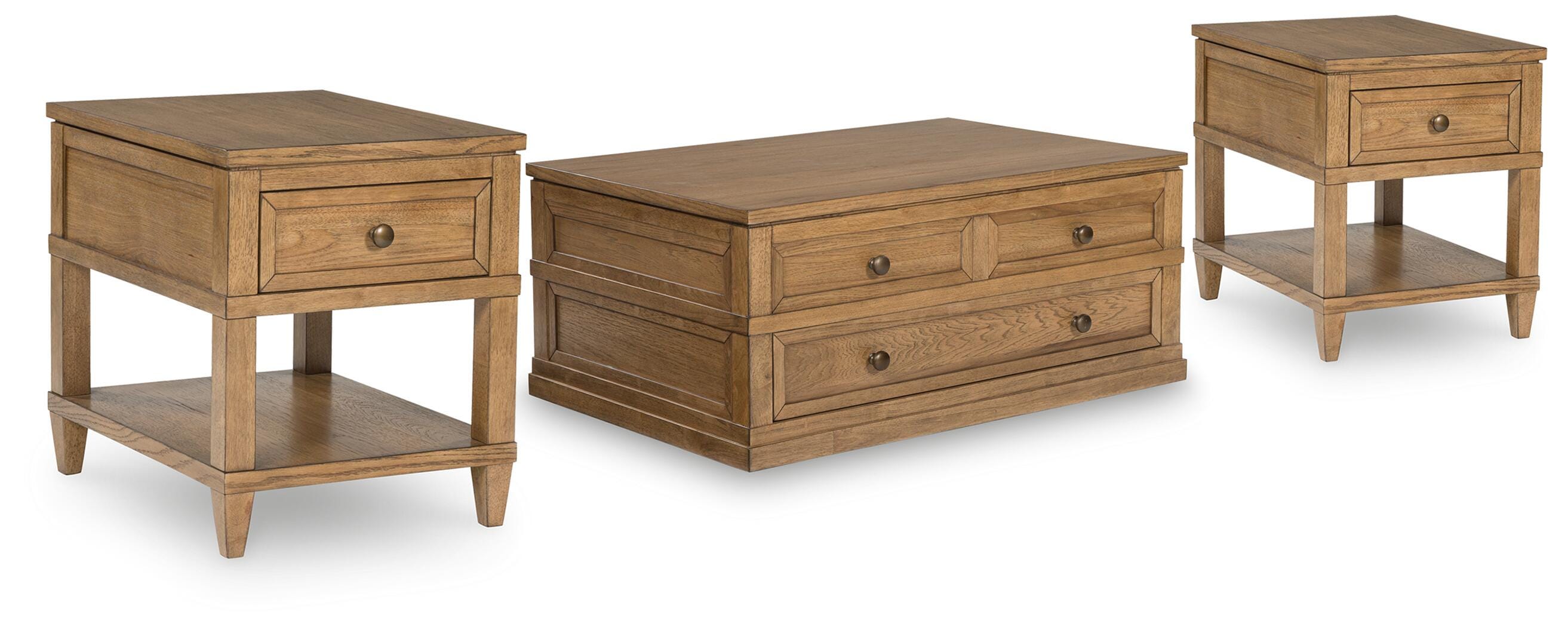 Click here for Sharlance Coffee Table with 2 End Tables  Light Br... prices