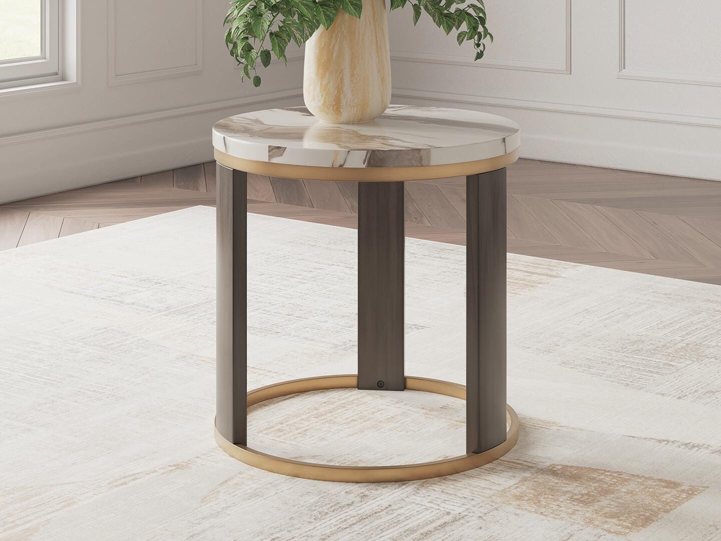 Click here for Jazmore End Table  Brown/Brass Finish prices