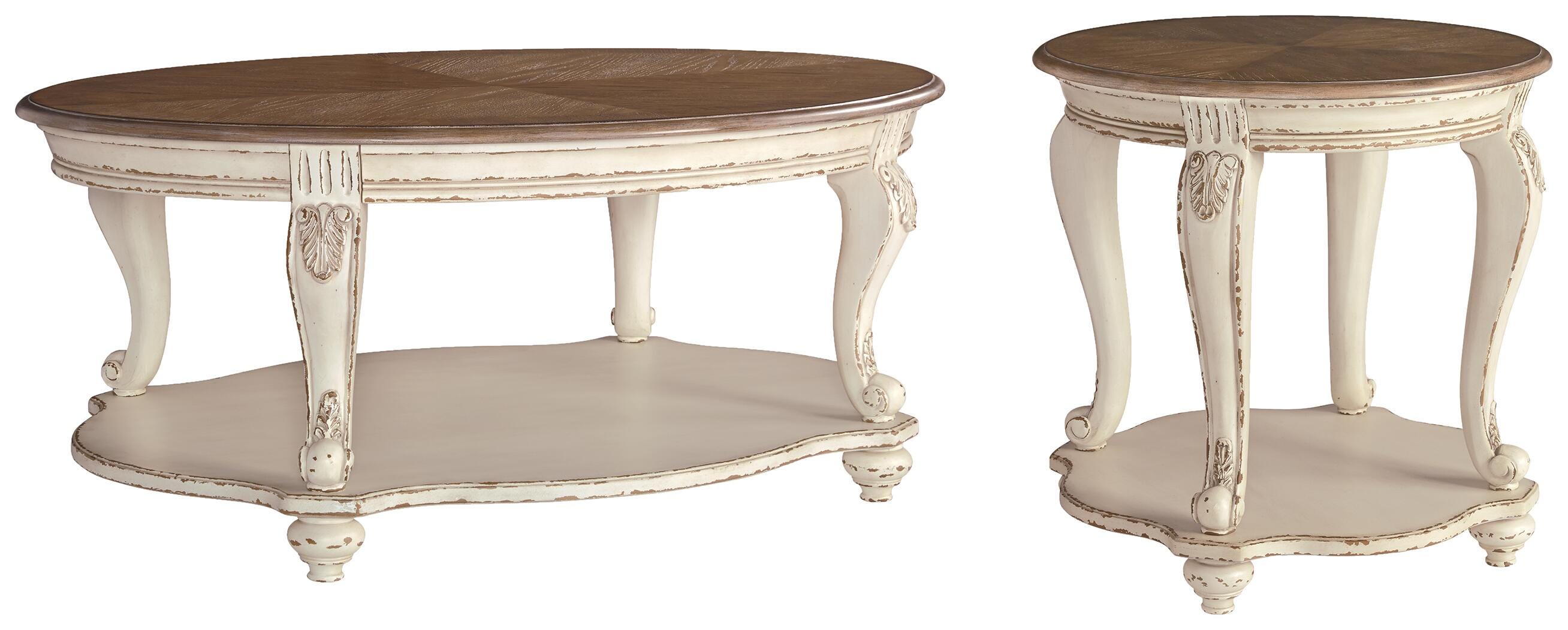 Click here for Realyn Coffee Table with 1 End Table  White/Brown prices