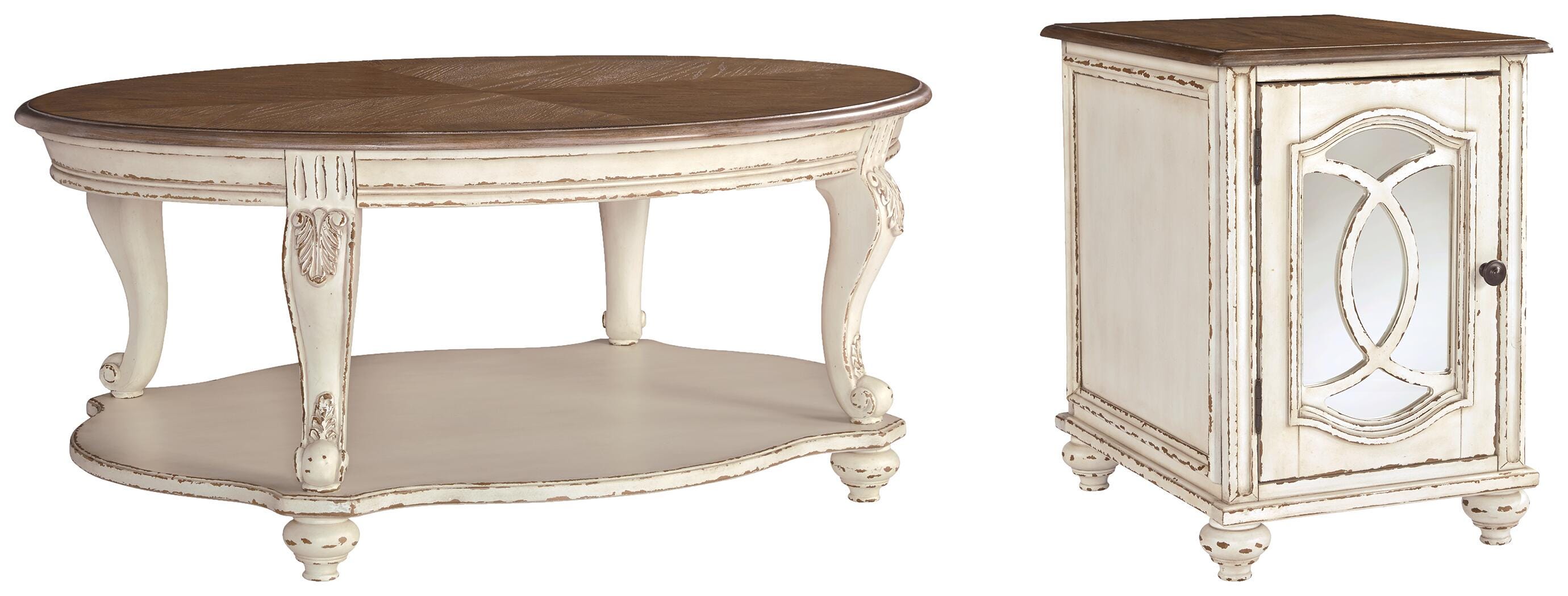 Click here for Realyn Coffee Table with 1 End Table  White/Brown prices