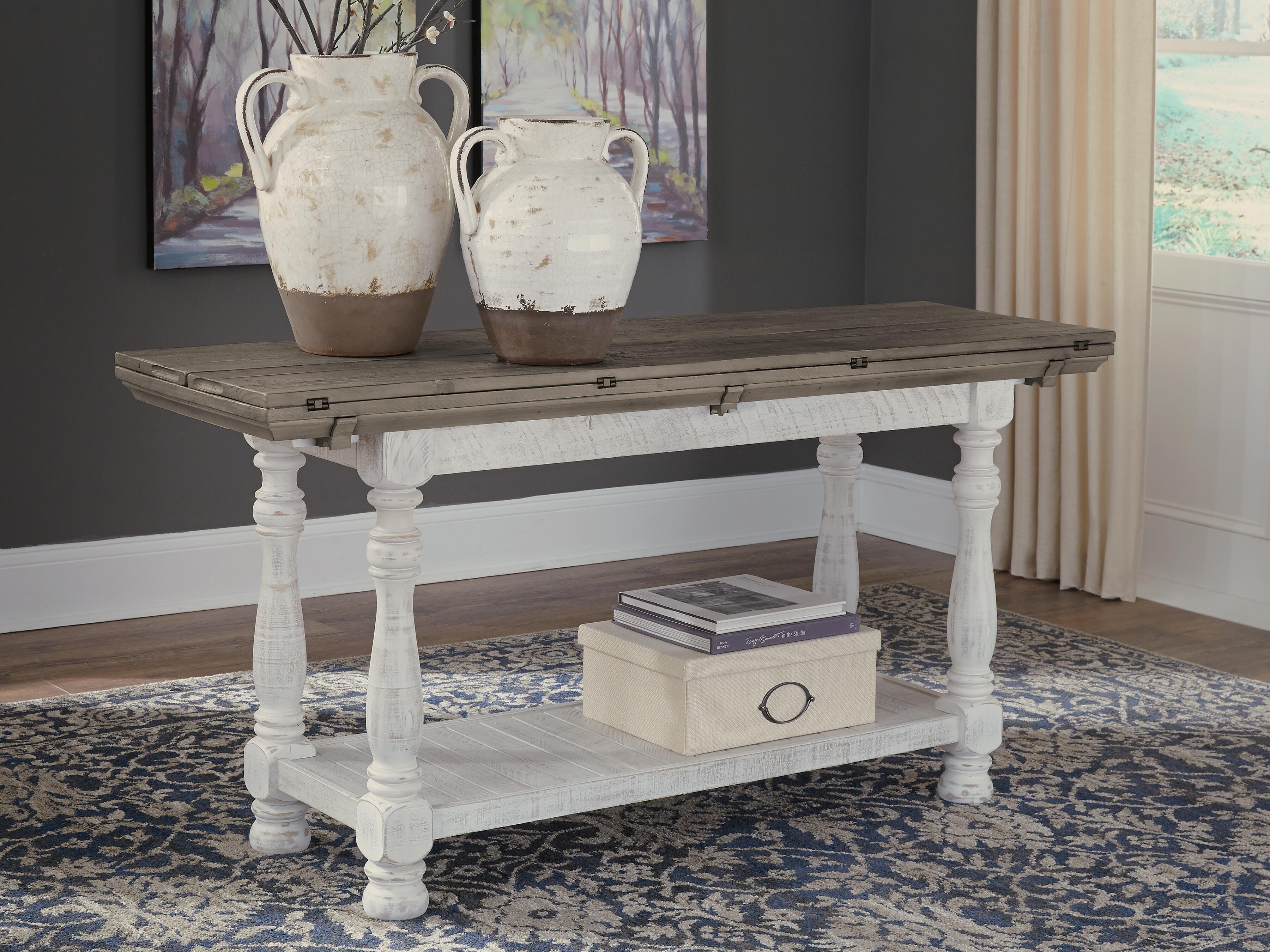 Click here for Havalance Flip Top Sofa/Console Table  Gray/White prices