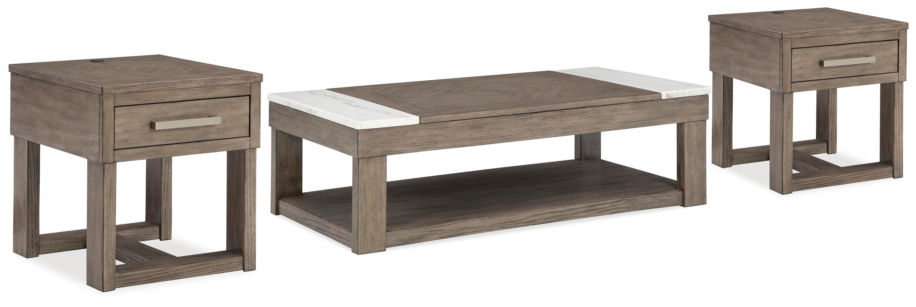 Click here for Loyaska Coffee Table with 2 End Tables  Grayish Br... prices