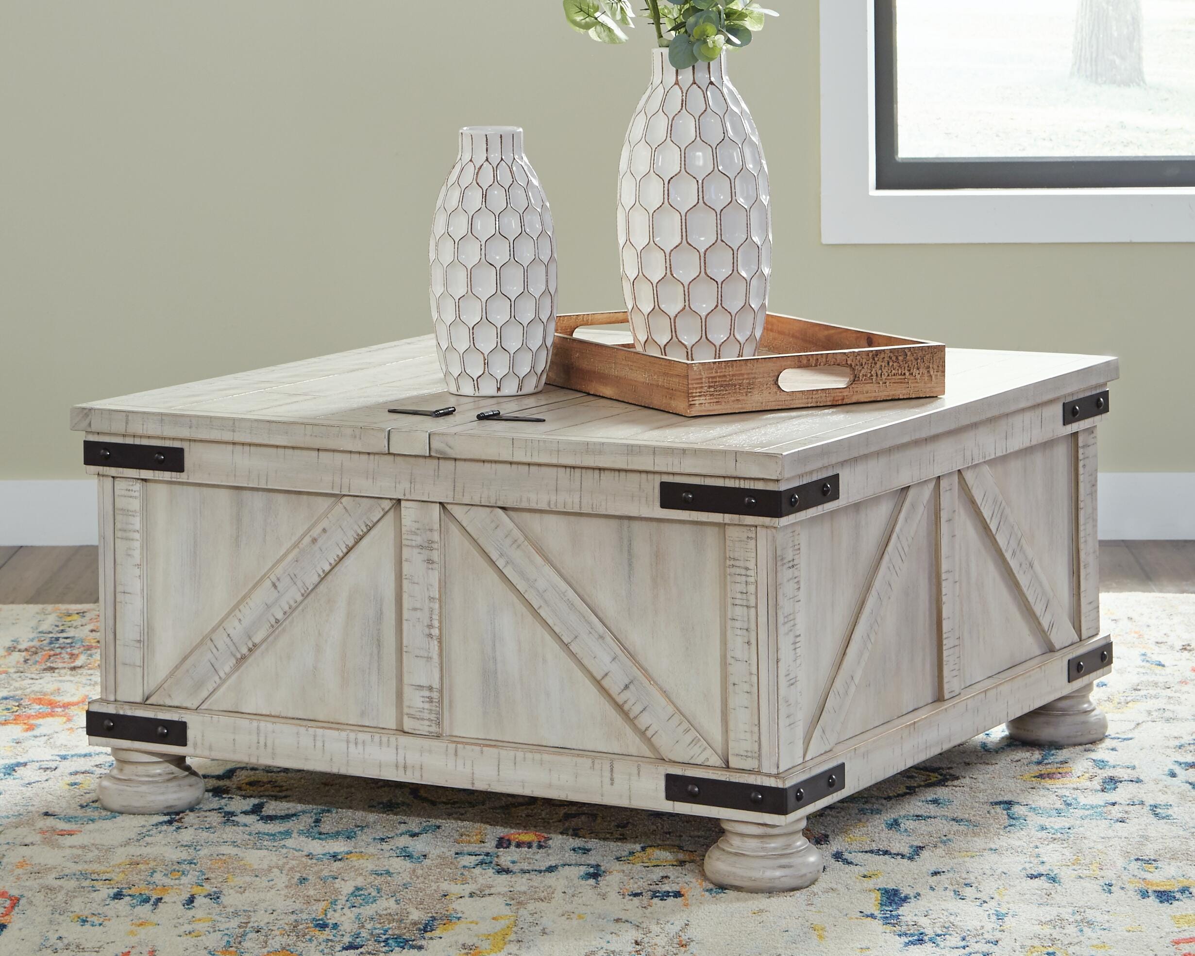 Click here for Carynhurst Hinged Lift Top Coffee Table  Whitewash prices