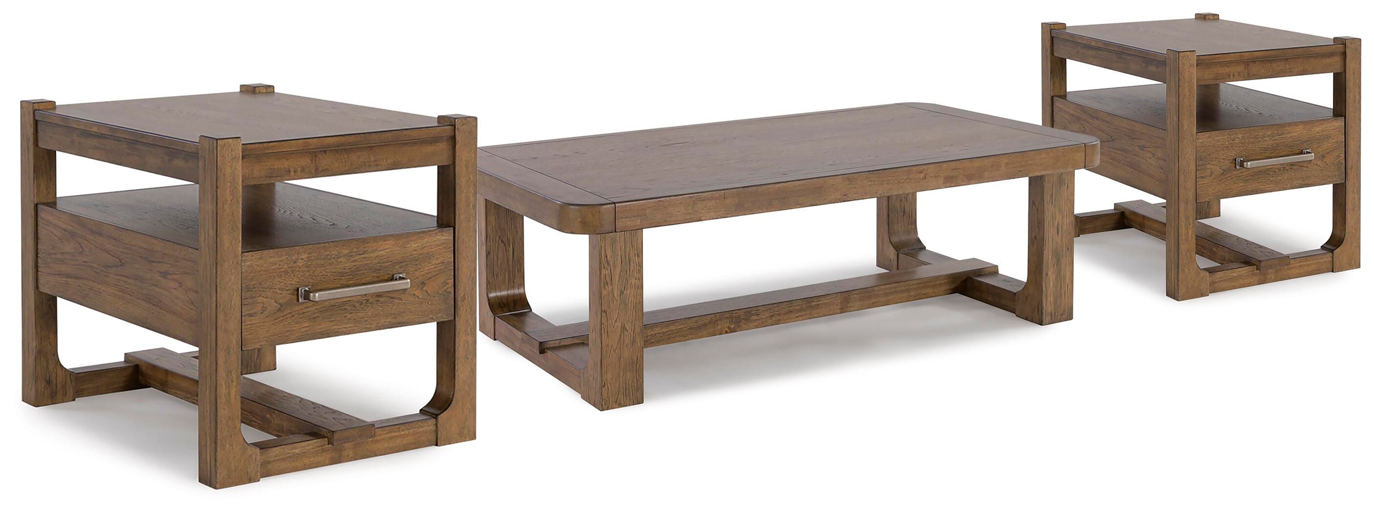 Click here for Cabalynn Coffee Table with 2 End Tables  Light Bro... prices