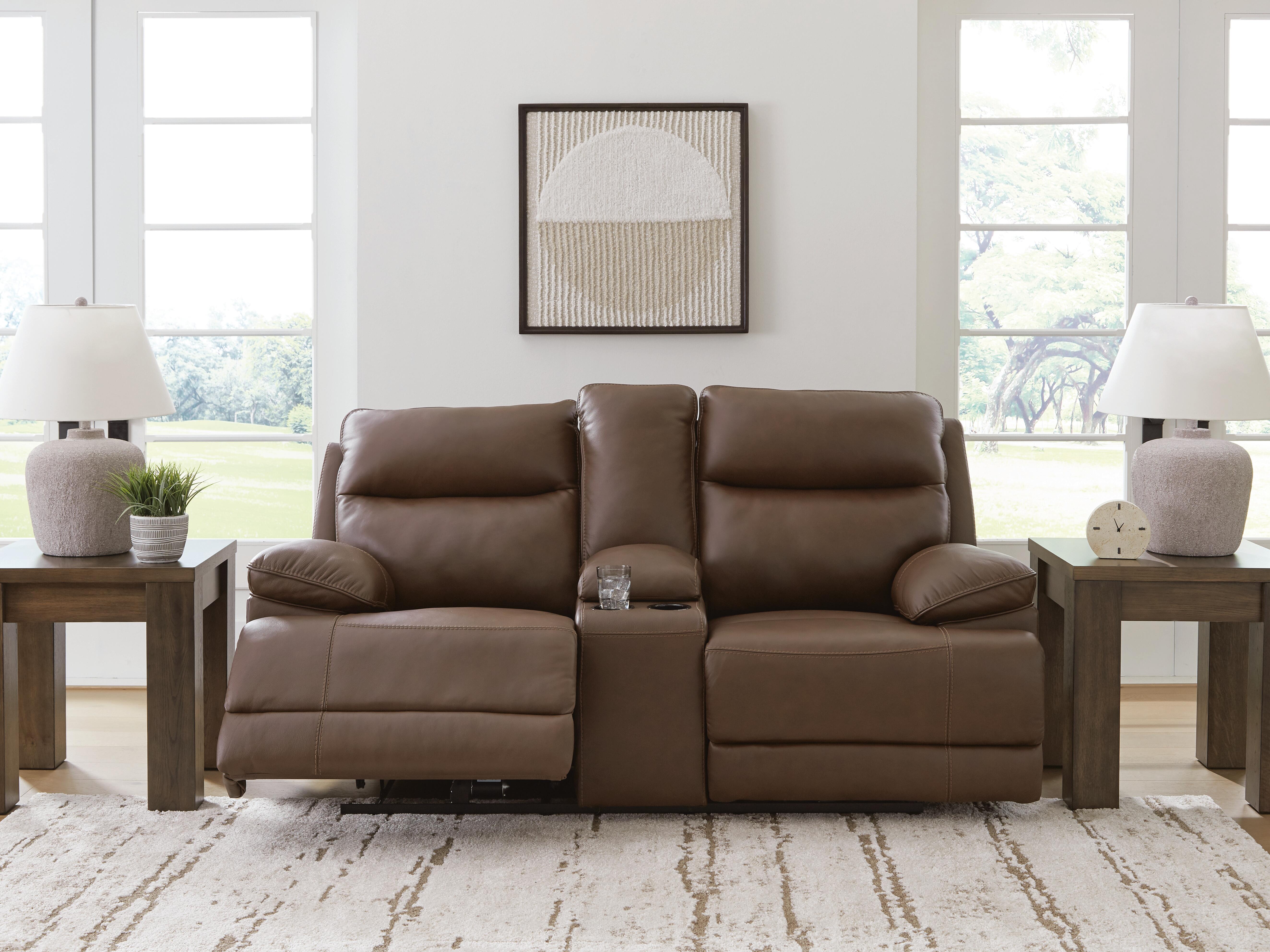 Click here for VonRyan Dual Power Leather Reclining Loveseat with... prices