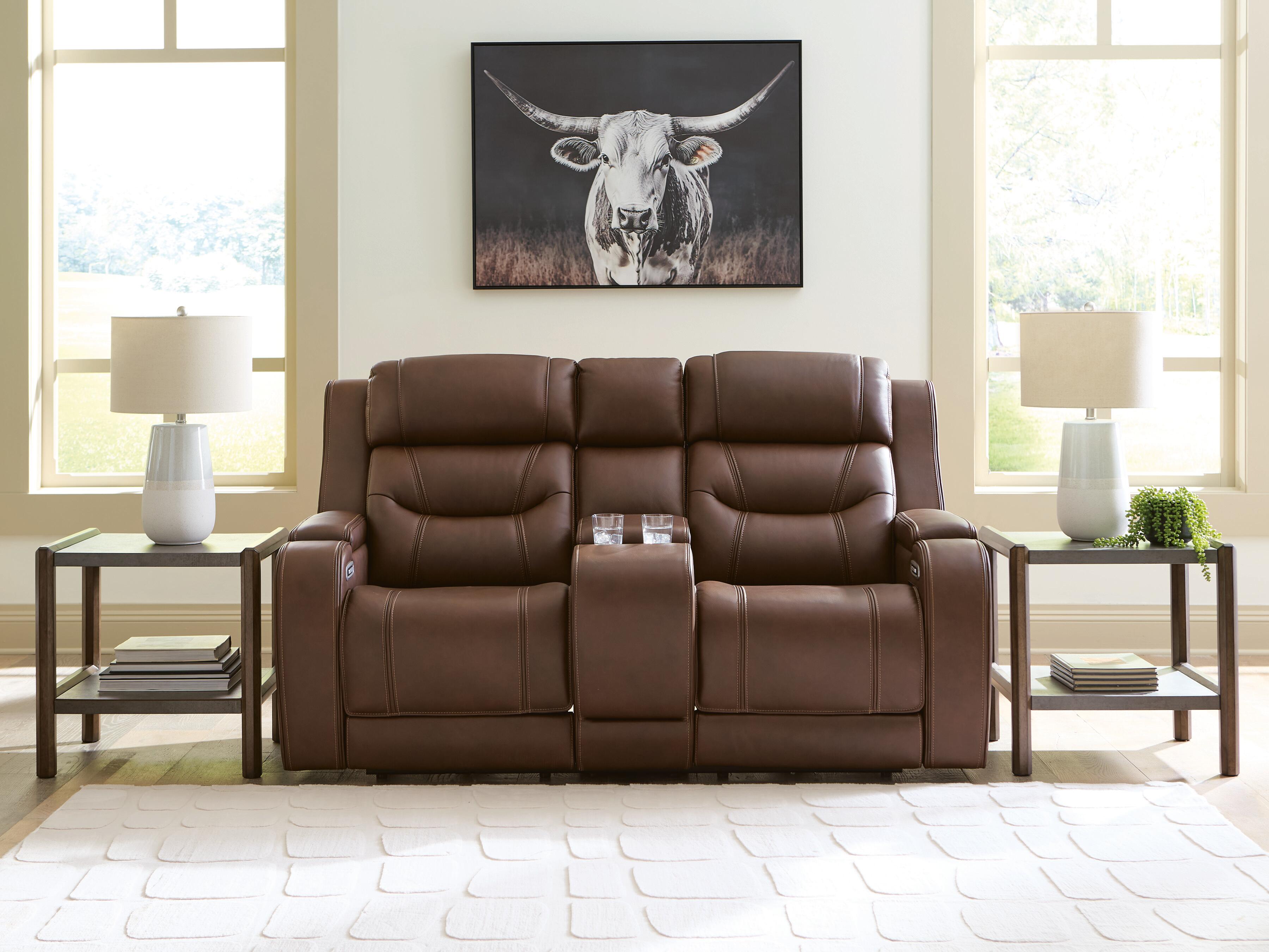 Click here for Dreamer Dual Power Leather Reclining Loveseat with... prices
