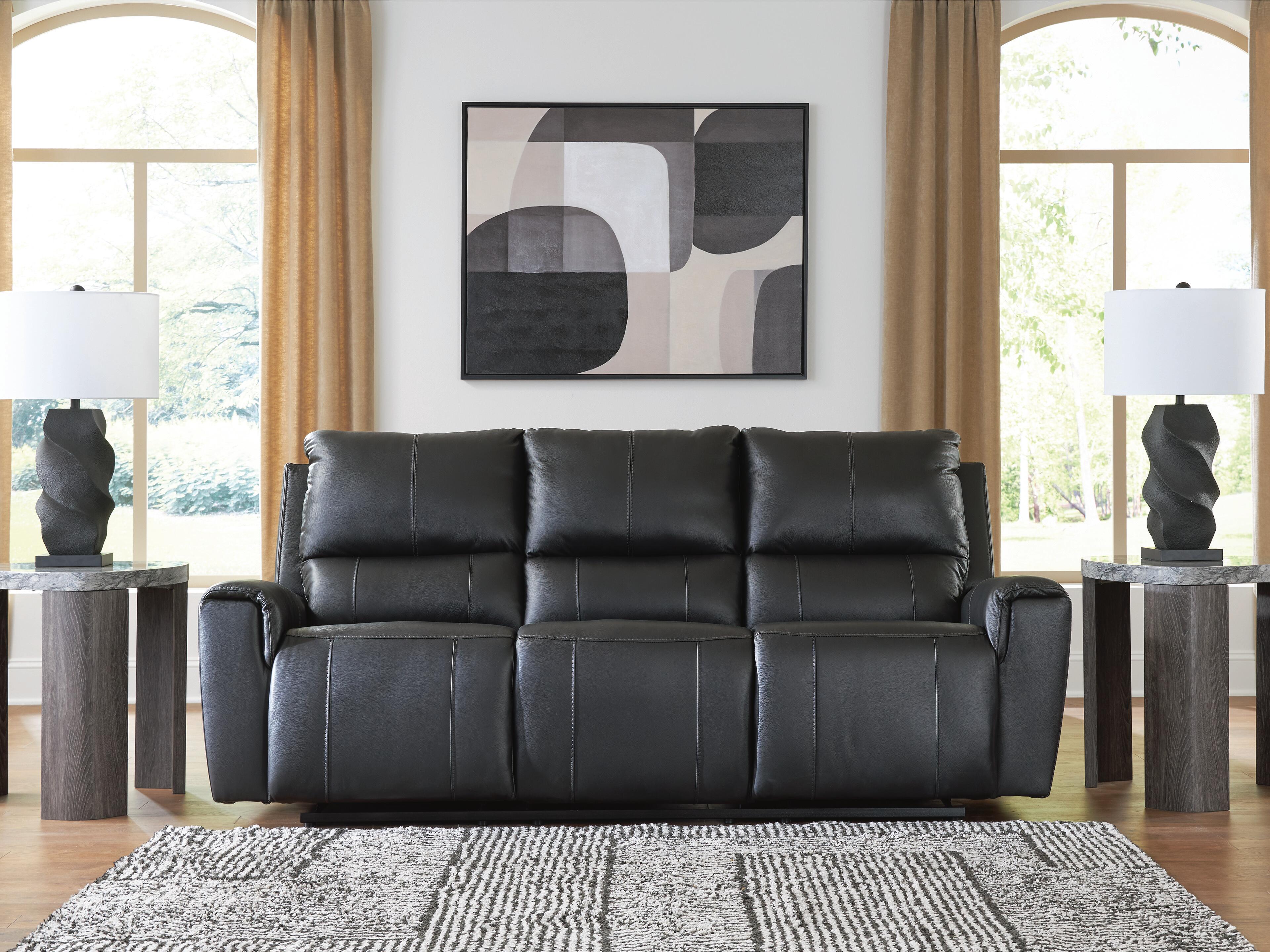 Click here for Danemere Manual Leather Reclining Sofa Leather  Bl... prices