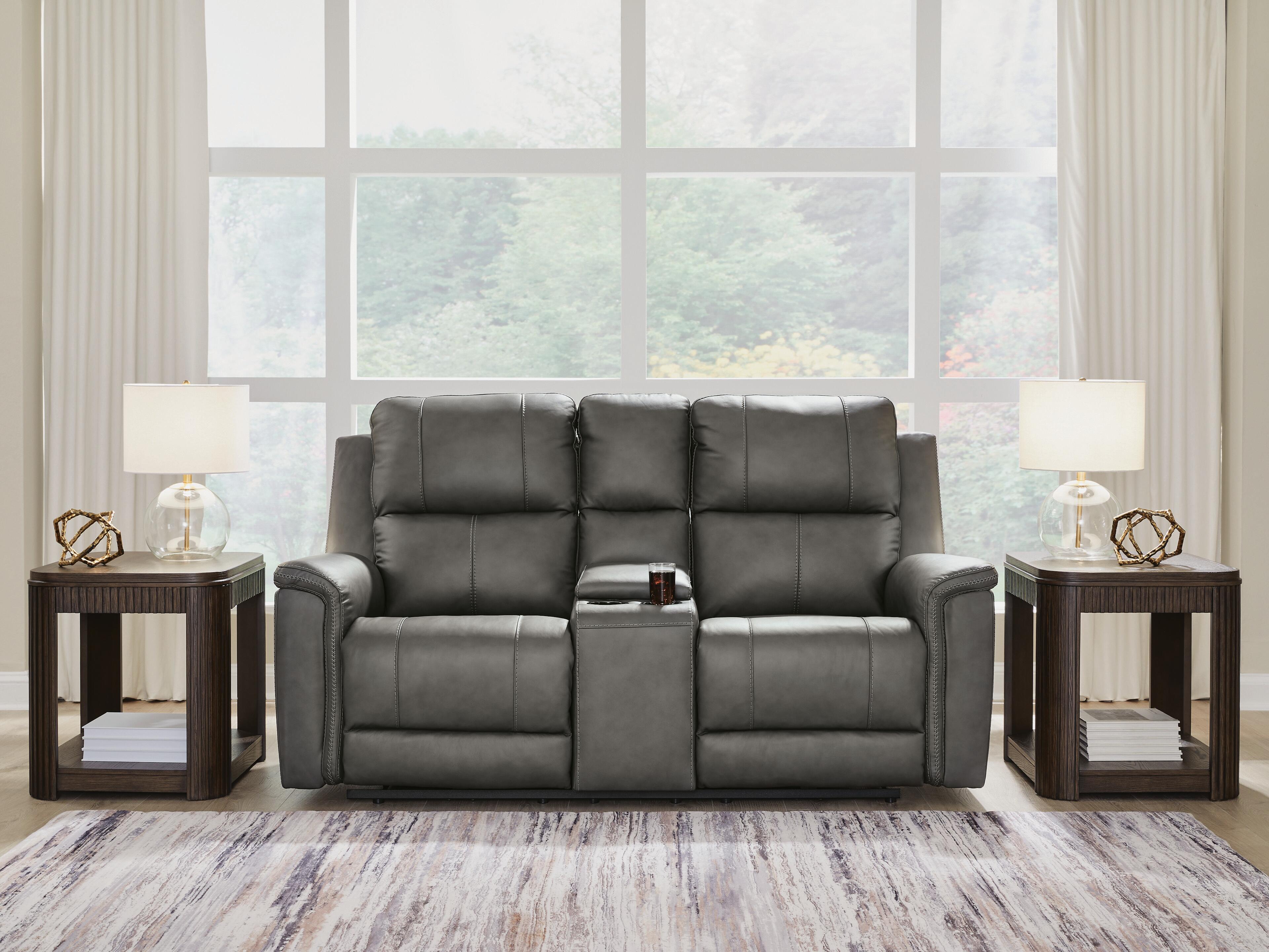 Click here for Beryton Dual Power Leather Reclining Loveseat with... prices