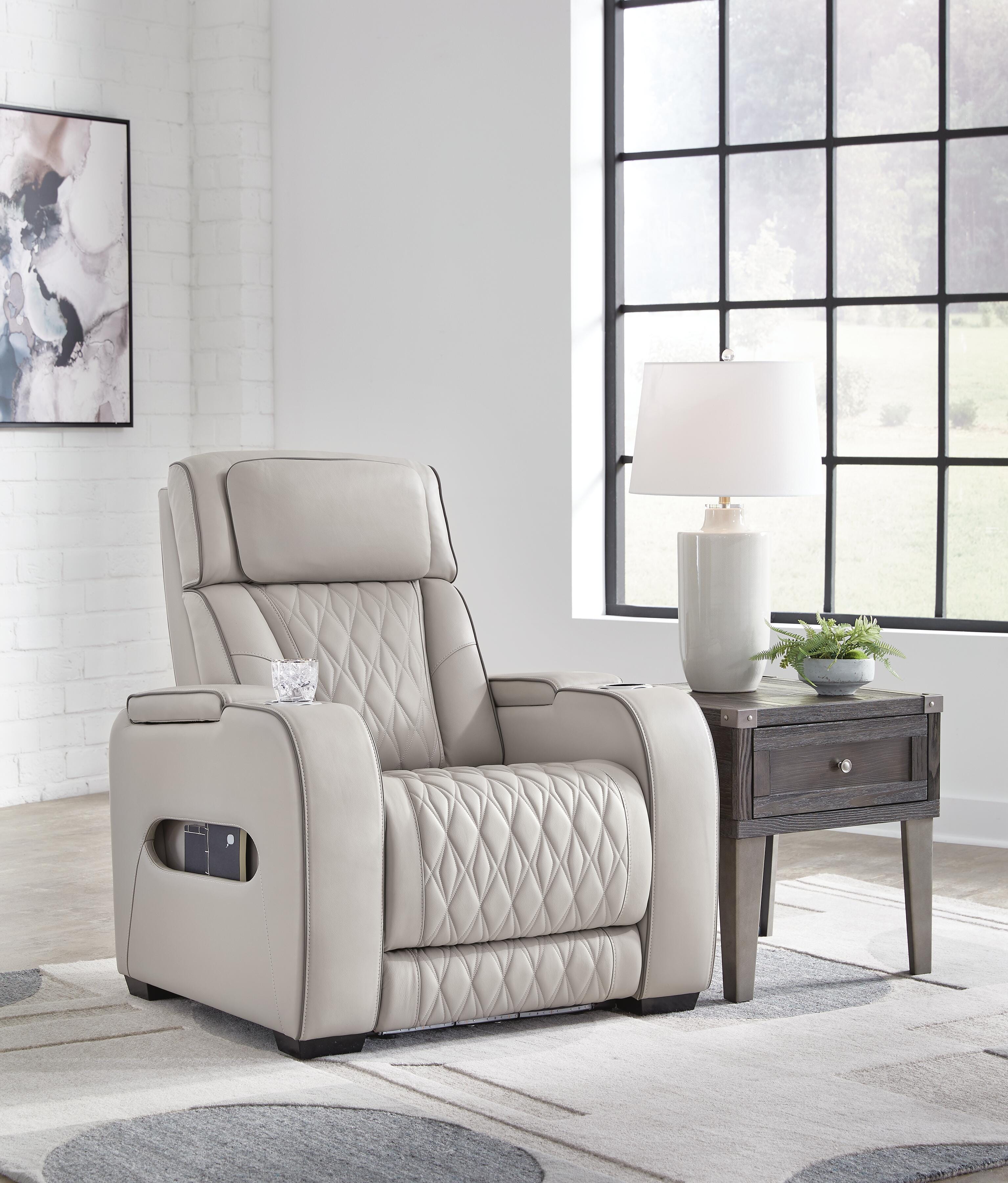 Click here for Boyington Dual Power Leather Recliner Leather  Gra... prices