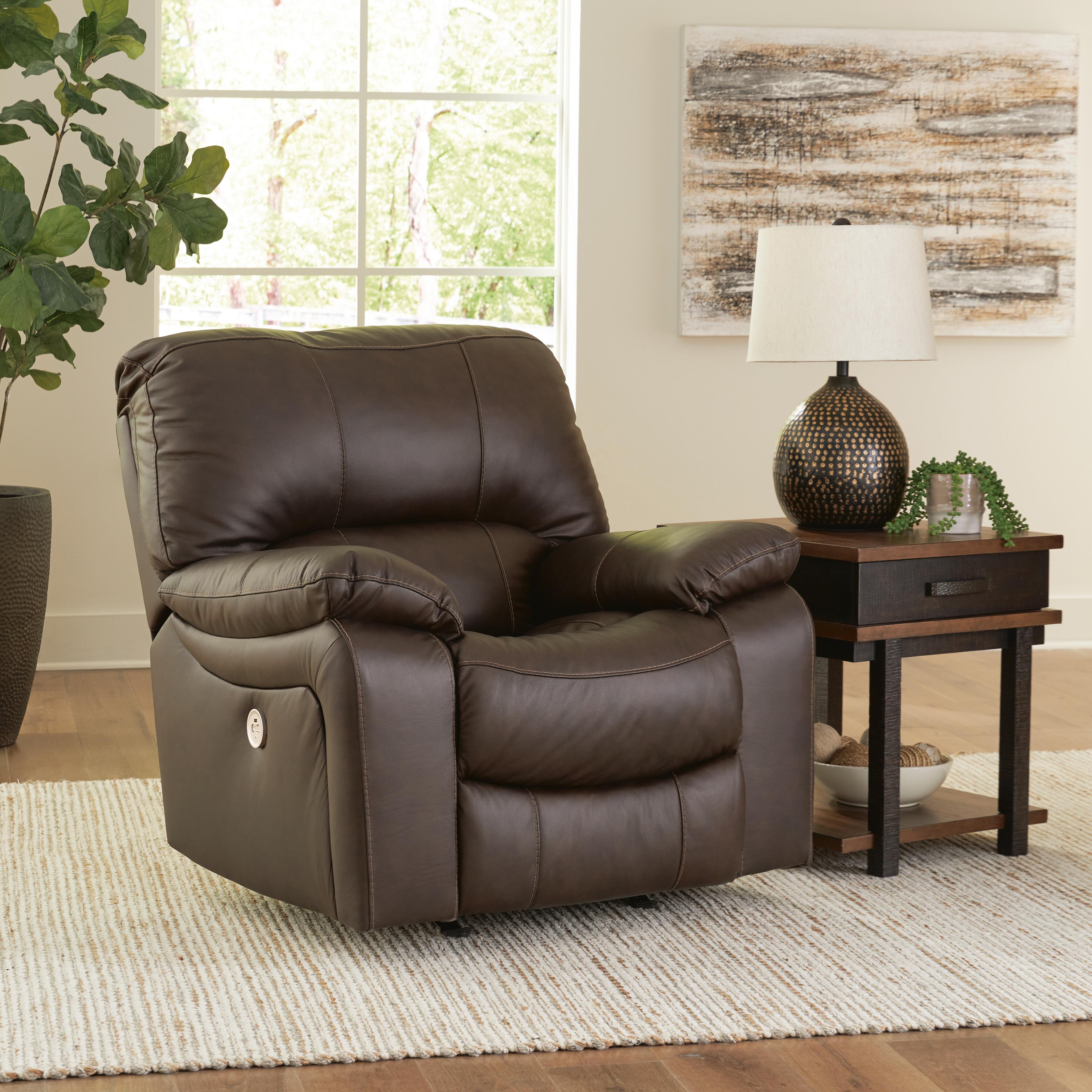Click here for Leesworth Power Leather Recliner Leather  Dark Bro... prices