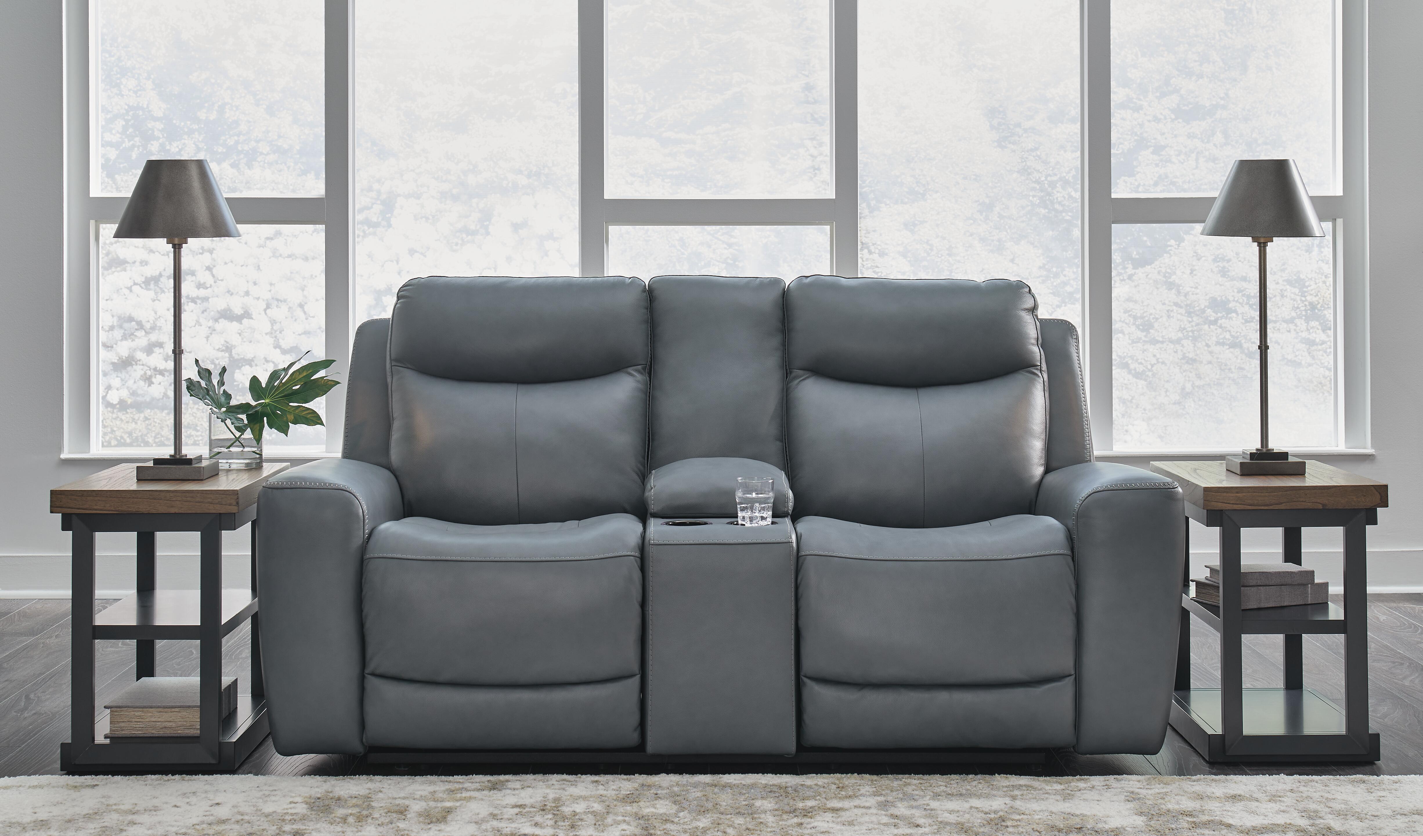 Click here for Mindanao Dual Power Leather Reclining Loveseat wit... prices