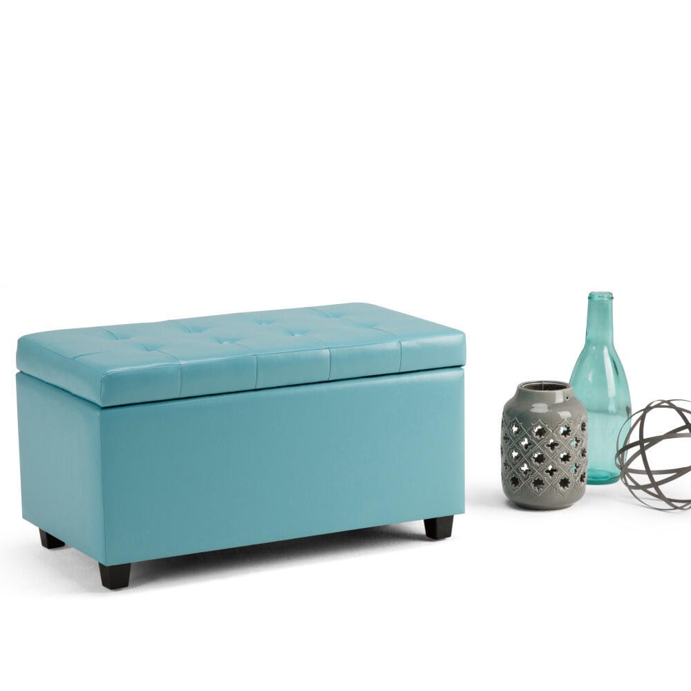 Click here for Cosmopolitan Rectangle Storage Ottoman  Soft Blue prices