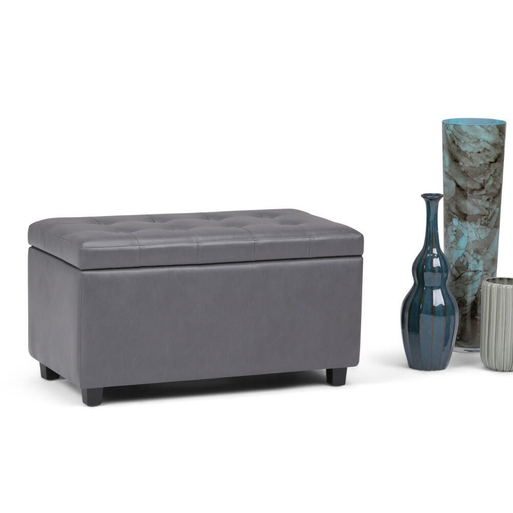 Click here for Cosmopolitan Rectangle Storage Ottoman  Stone Gray prices