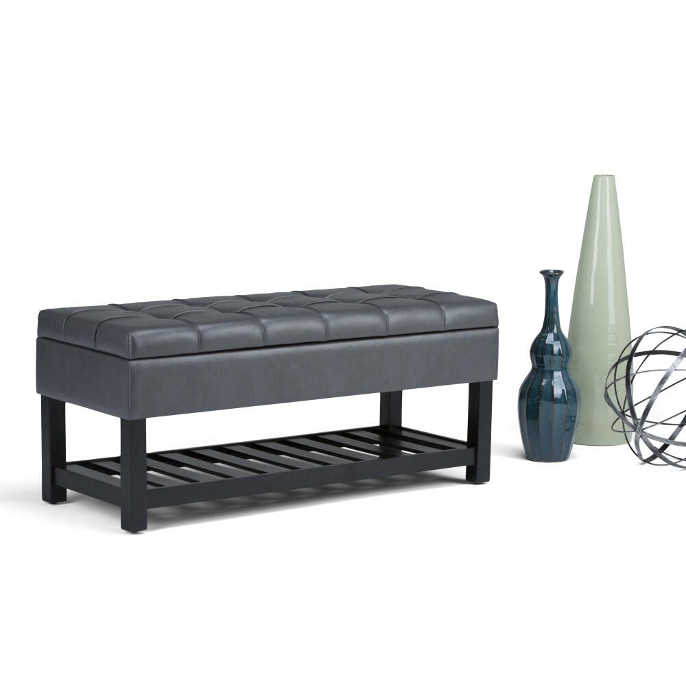 Click here for Saxon Rectangle Storage Ottoman Bench  Stone Gray prices