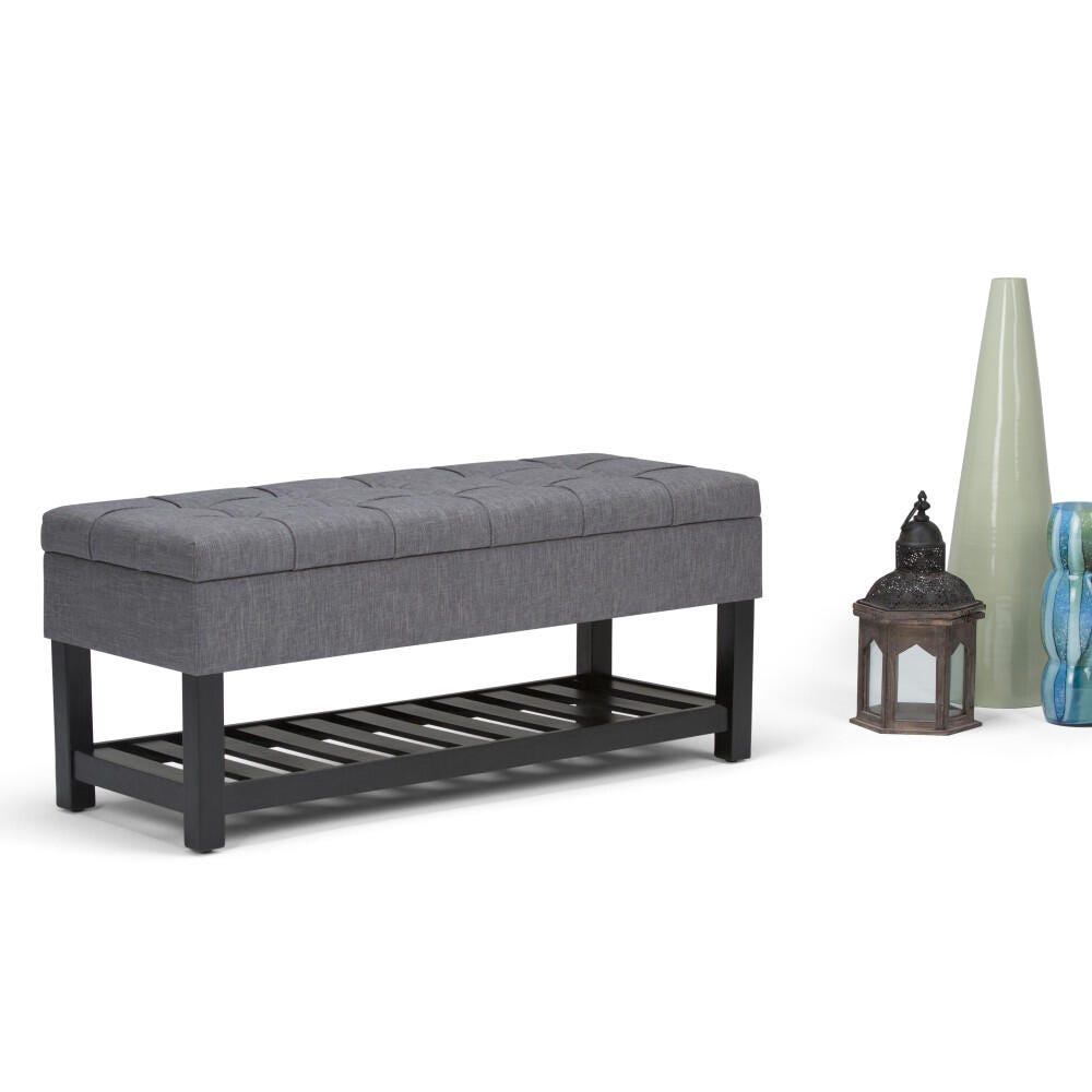 Click here for Saxon Ottoman Storage Bench  Slate Gray prices