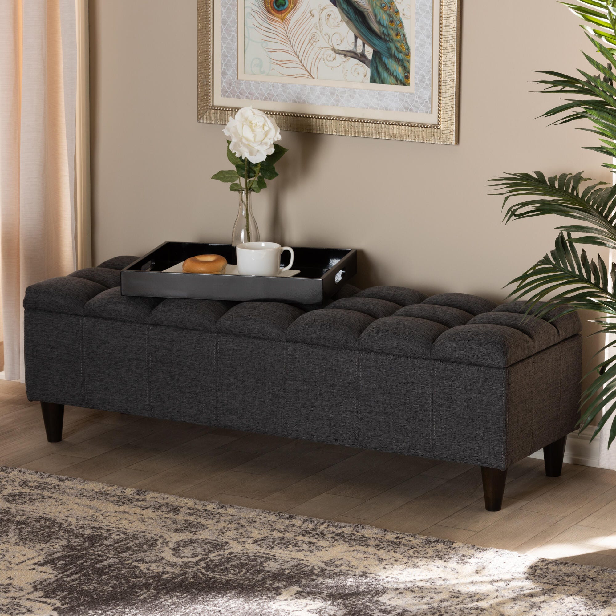 Click here for Baxton Studio Storage Bench Ottoman  Dark Gray prices