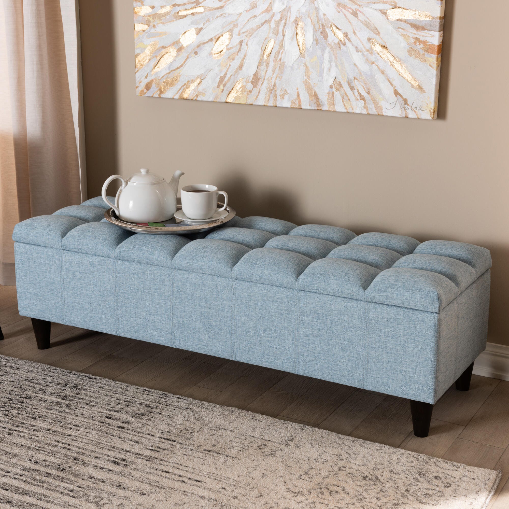 Click here for Baxton Studio Storage Bench Ottoman  Blue prices