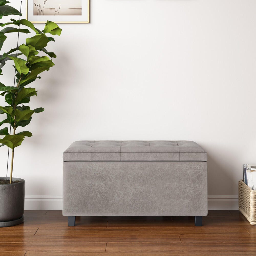 Click here for Cosmopolitan Rectangle Storage Ottoman  Gray prices