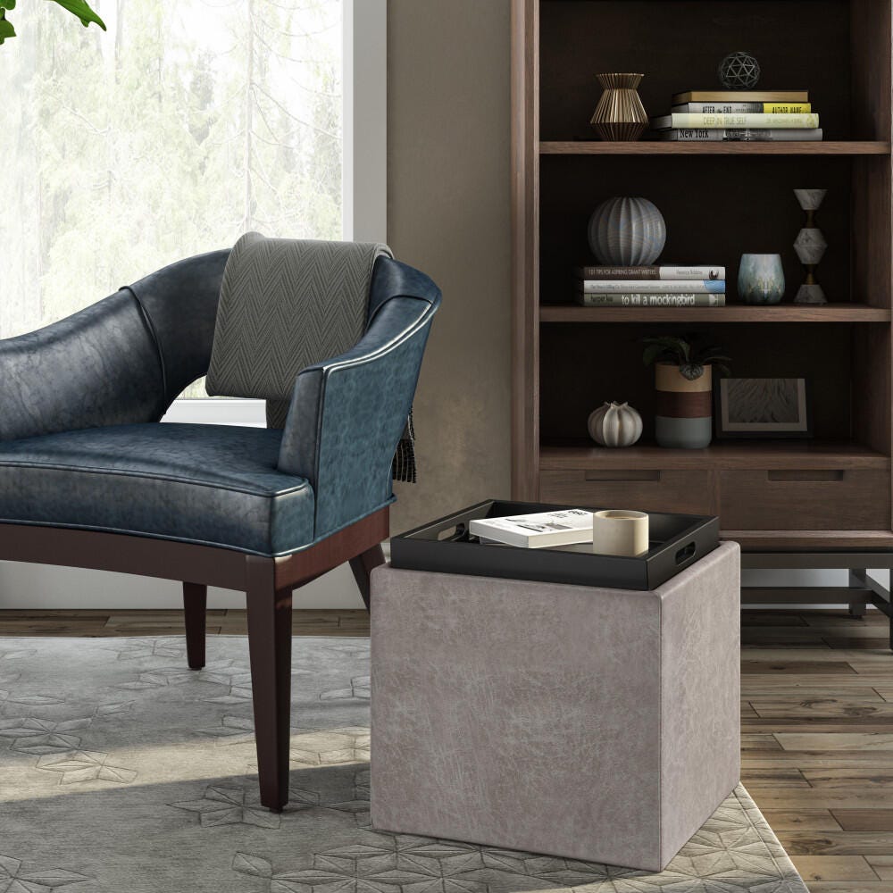 Click here for Rockwood 17 Cube Storage Ottoman with Tray  Gray prices
