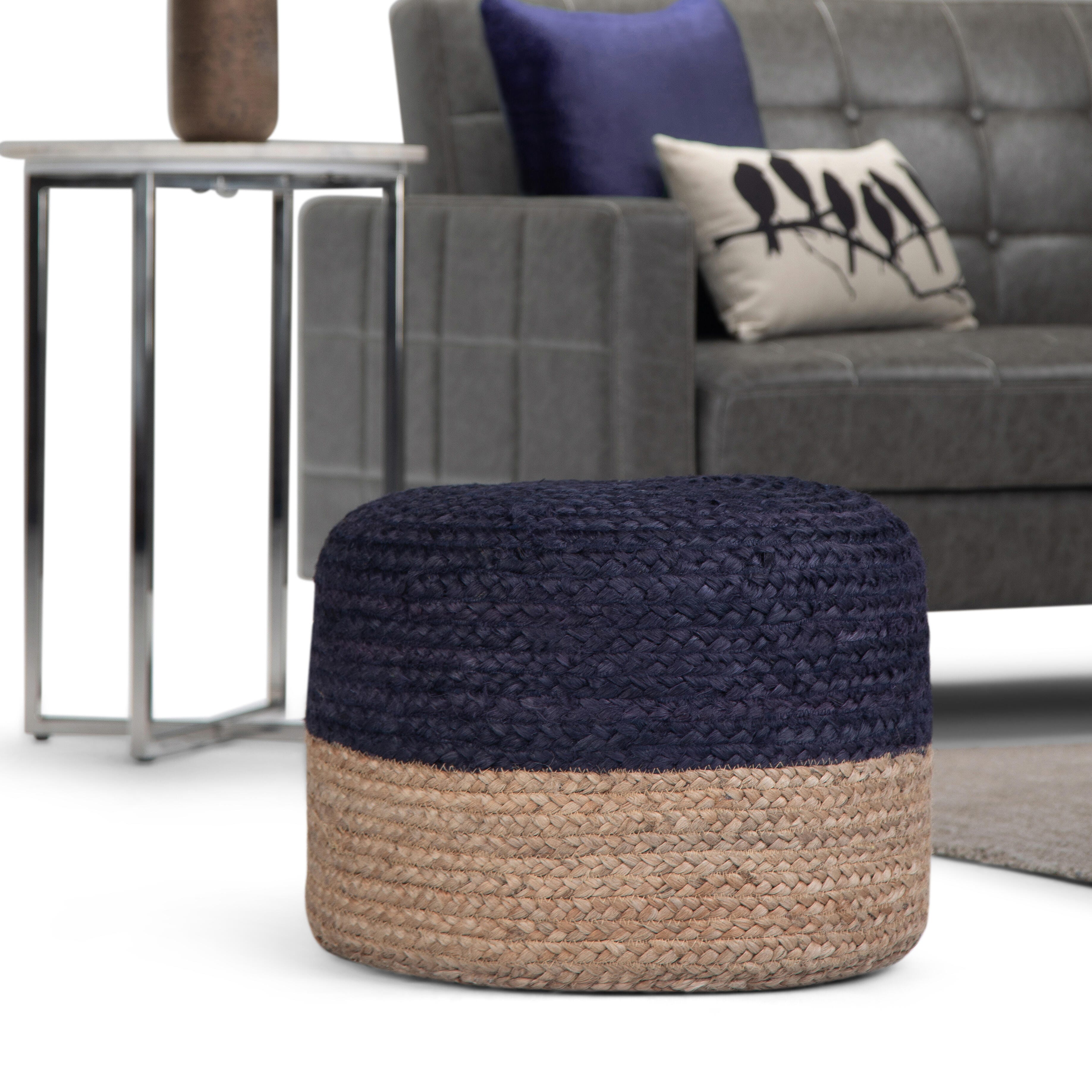 Click here for Simpli Home Lydia Pouf  Navy/Natural prices