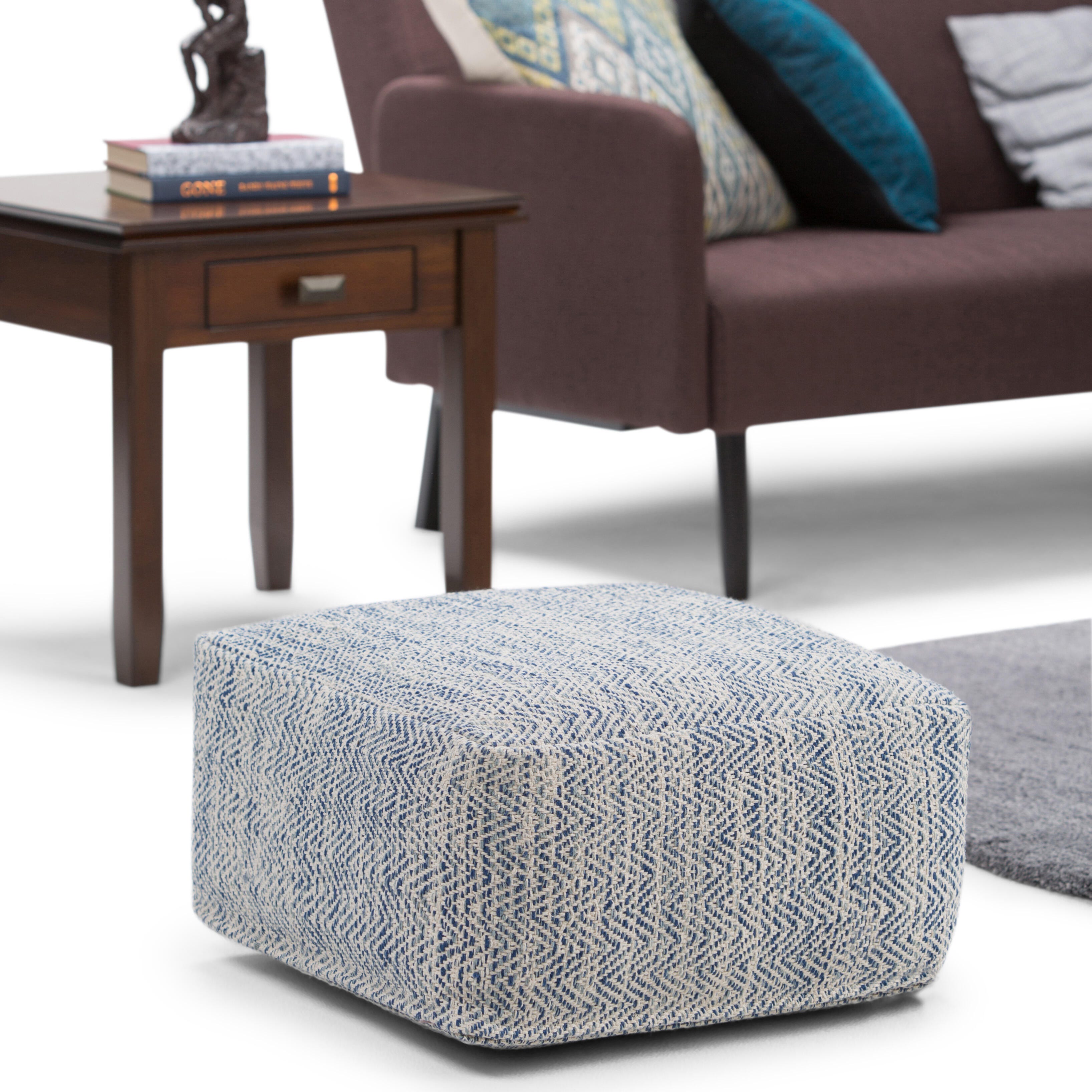 Click here for Simpli Home Nate Pouf  Denim prices