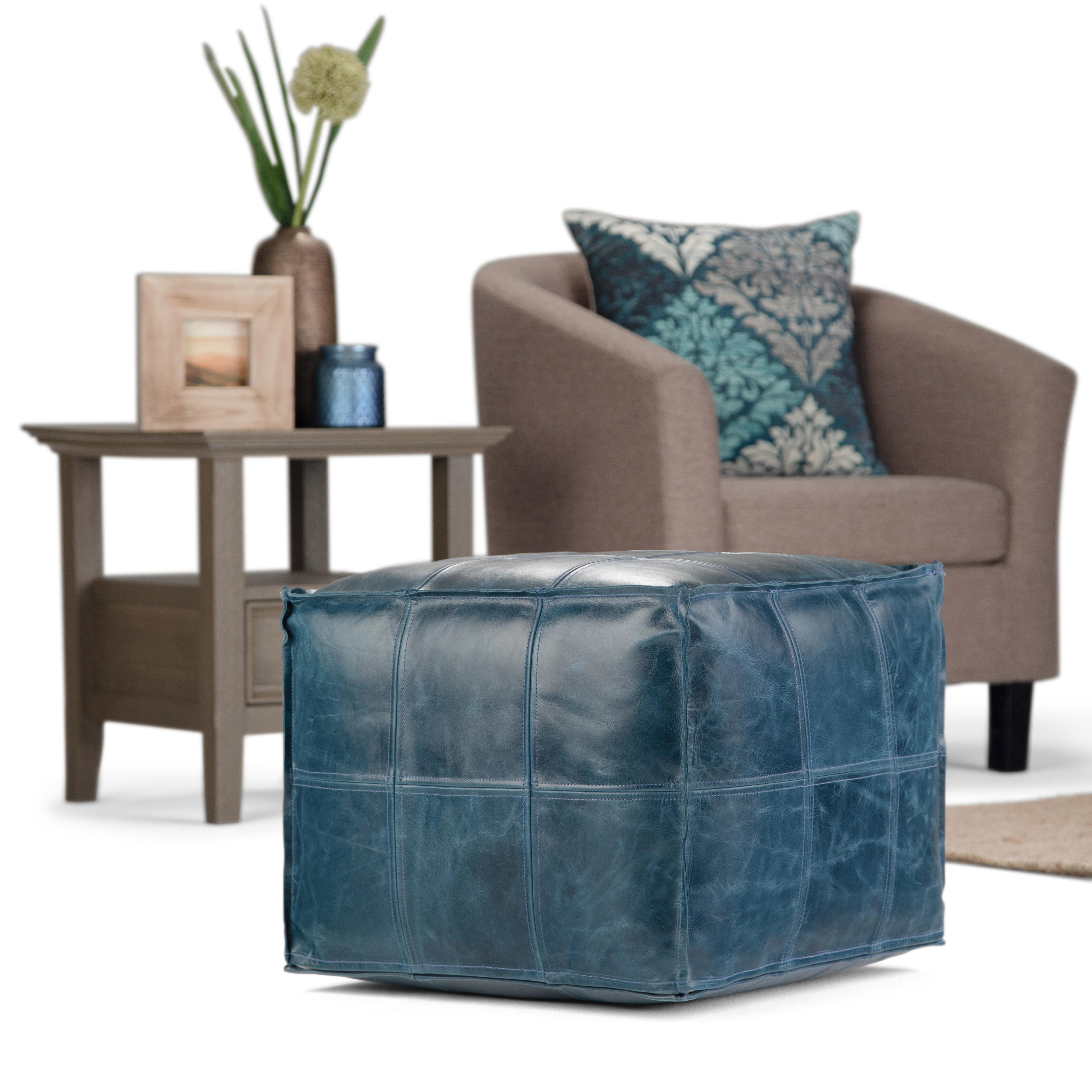 Click here for Simpli Home Manning Pouf  Teal prices