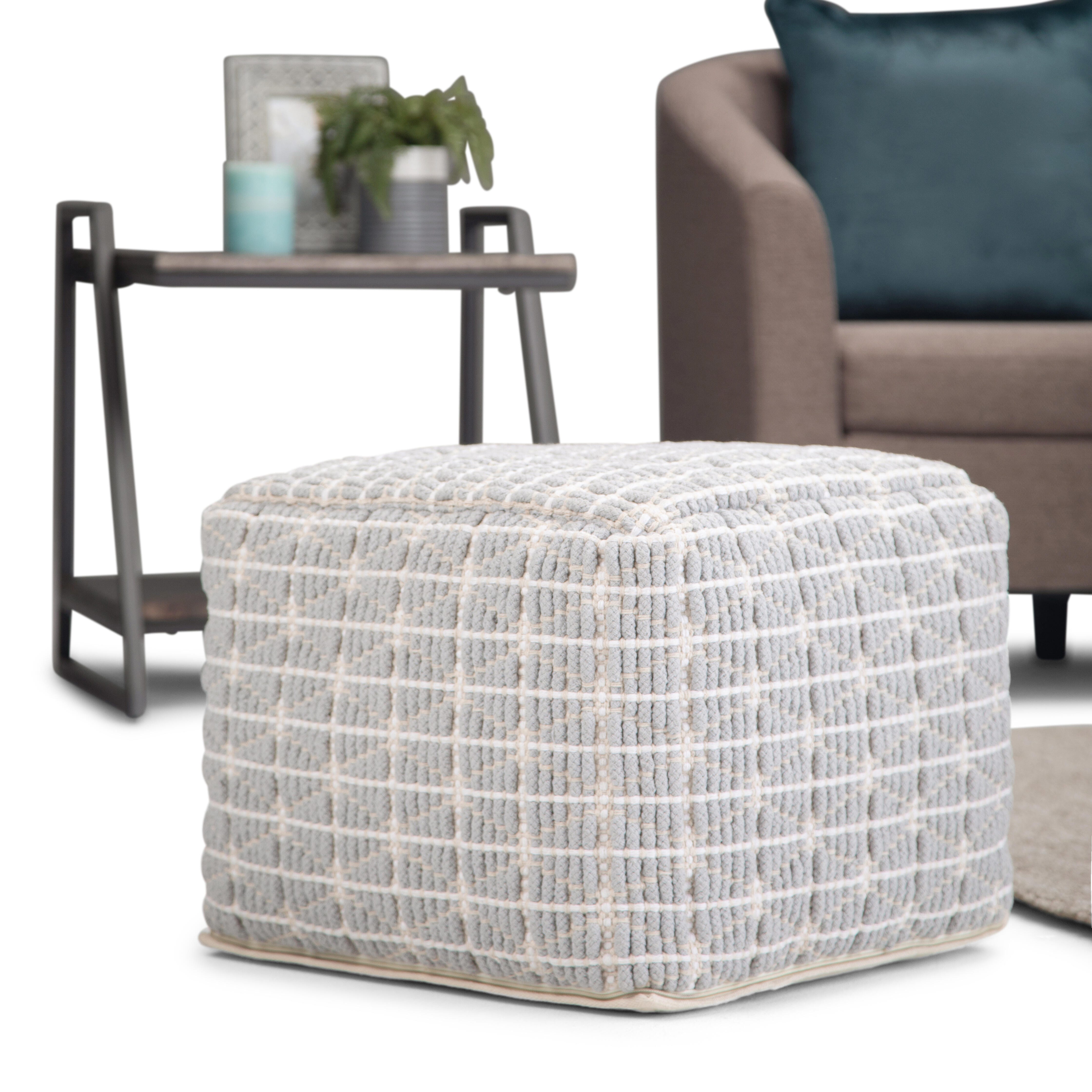 Click here for Simpli Home Noreen Pouf  Light Blue/White prices