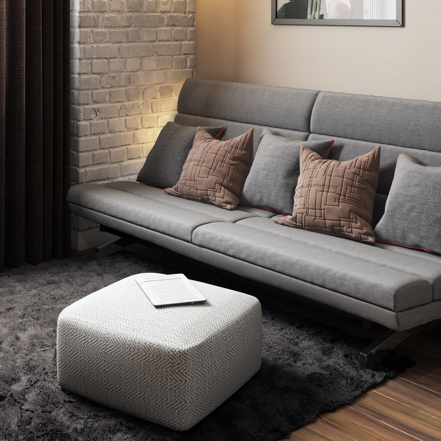Click here for Simpli Home Nate Pouf  Gray prices