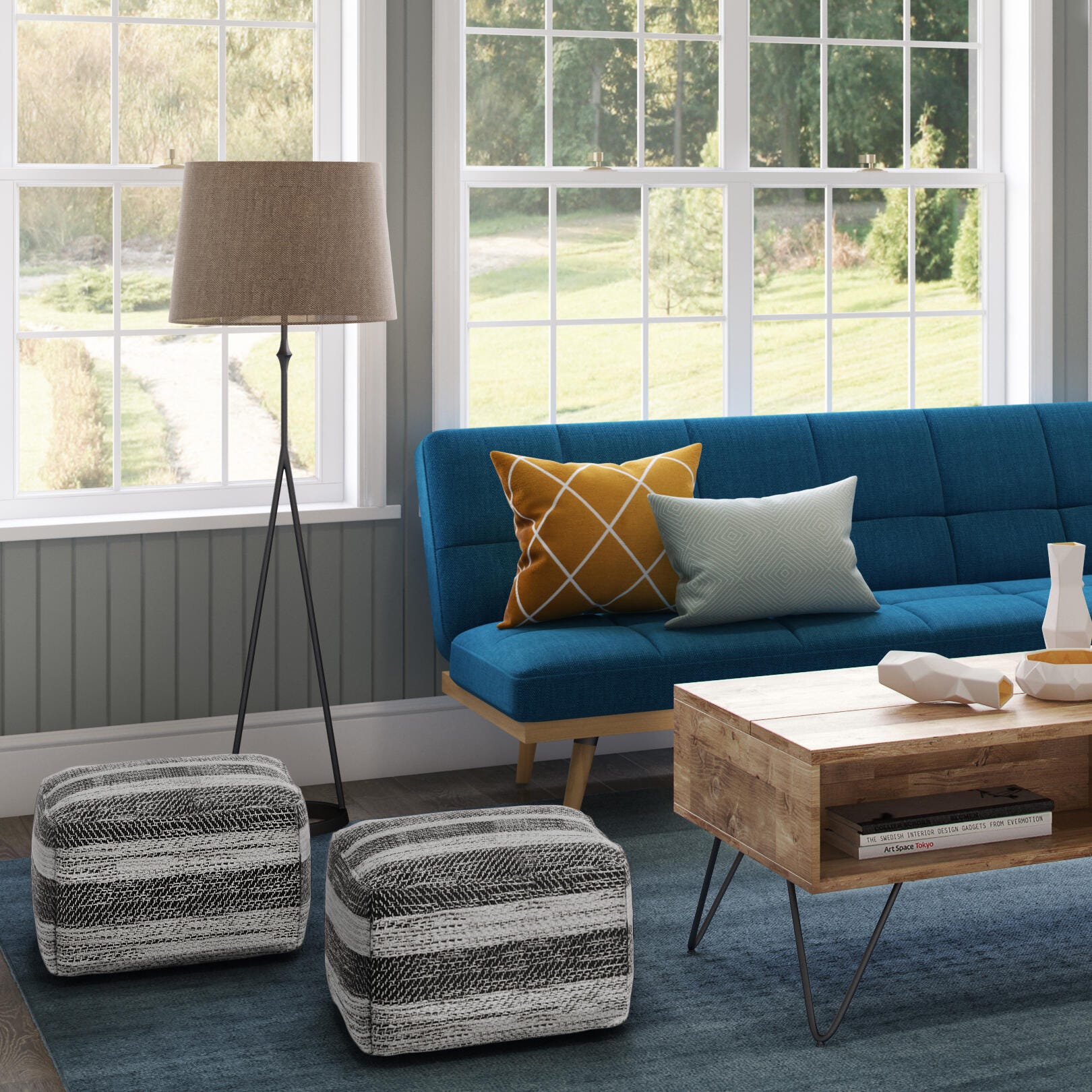 Click here for Simpli Home Clay Pouf  Gray prices