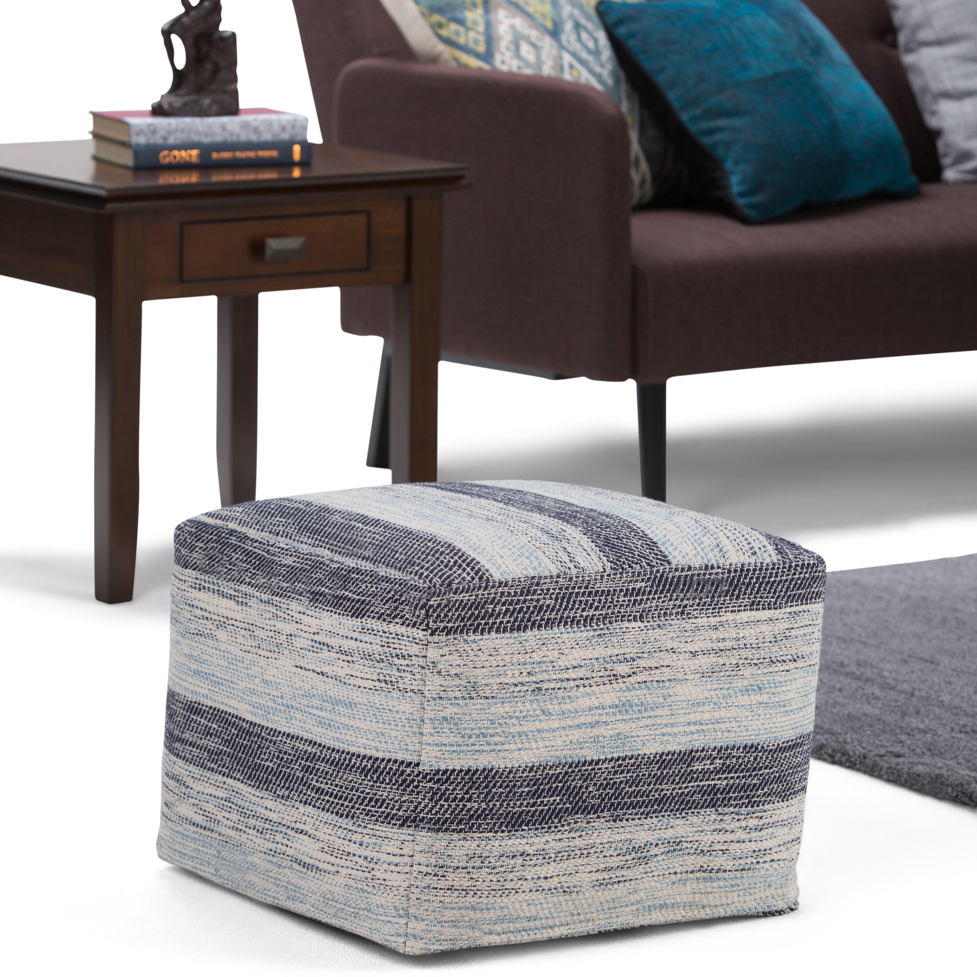 Click here for Simpli Home Clay Pouf  Blue prices