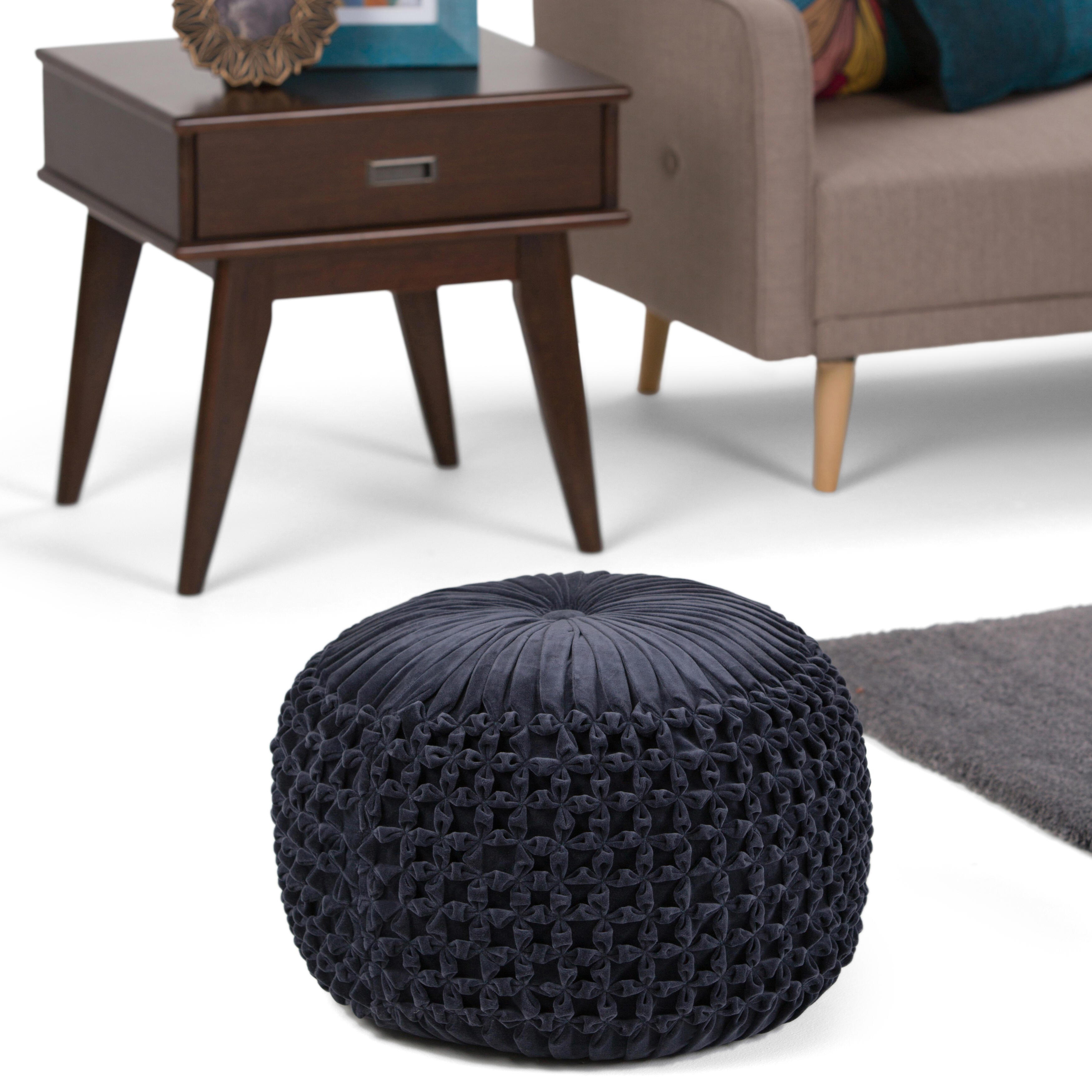 Click here for Simpli Home Renee Pouf  Navy prices