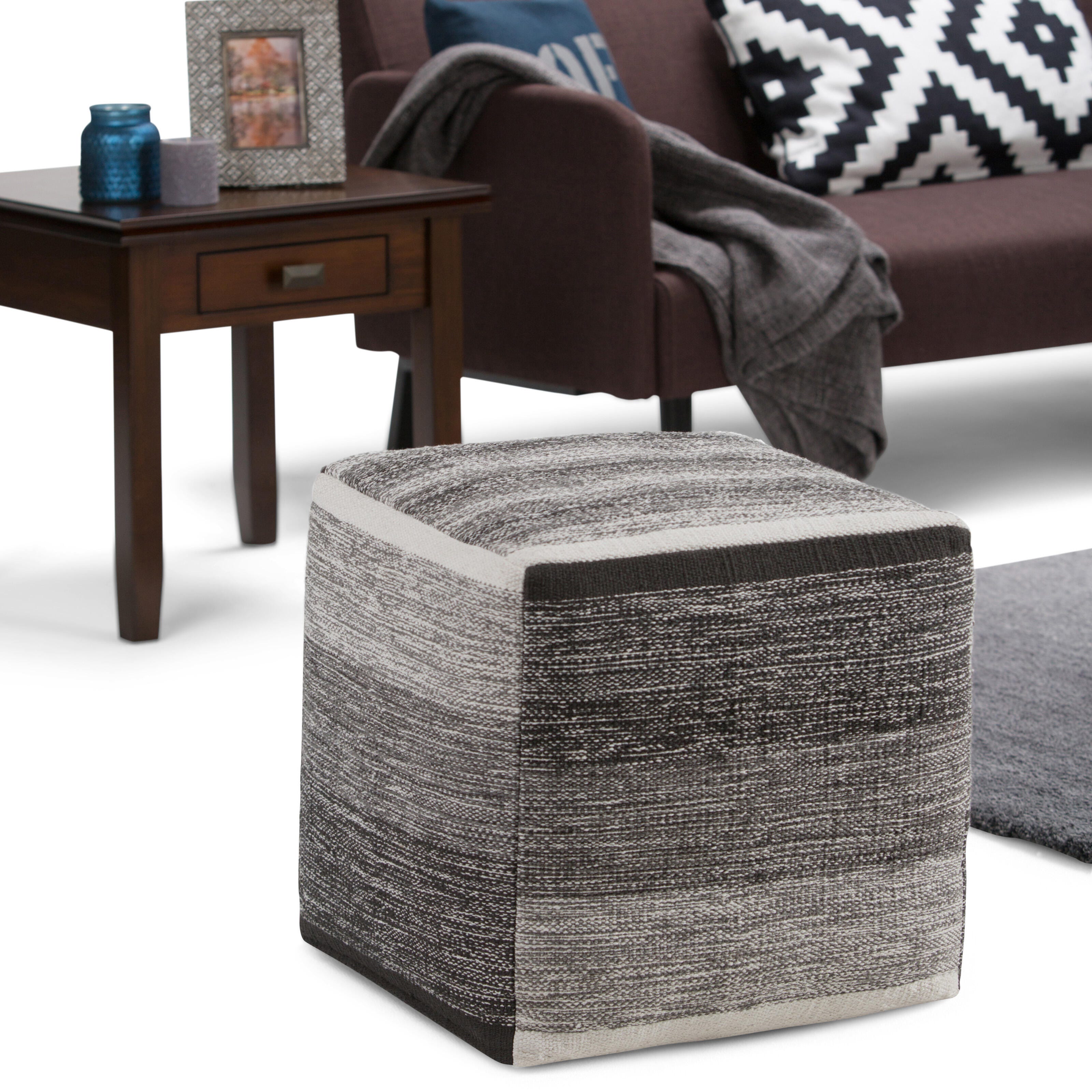 Click here for Simpli Home Naya Pouf  Gray prices