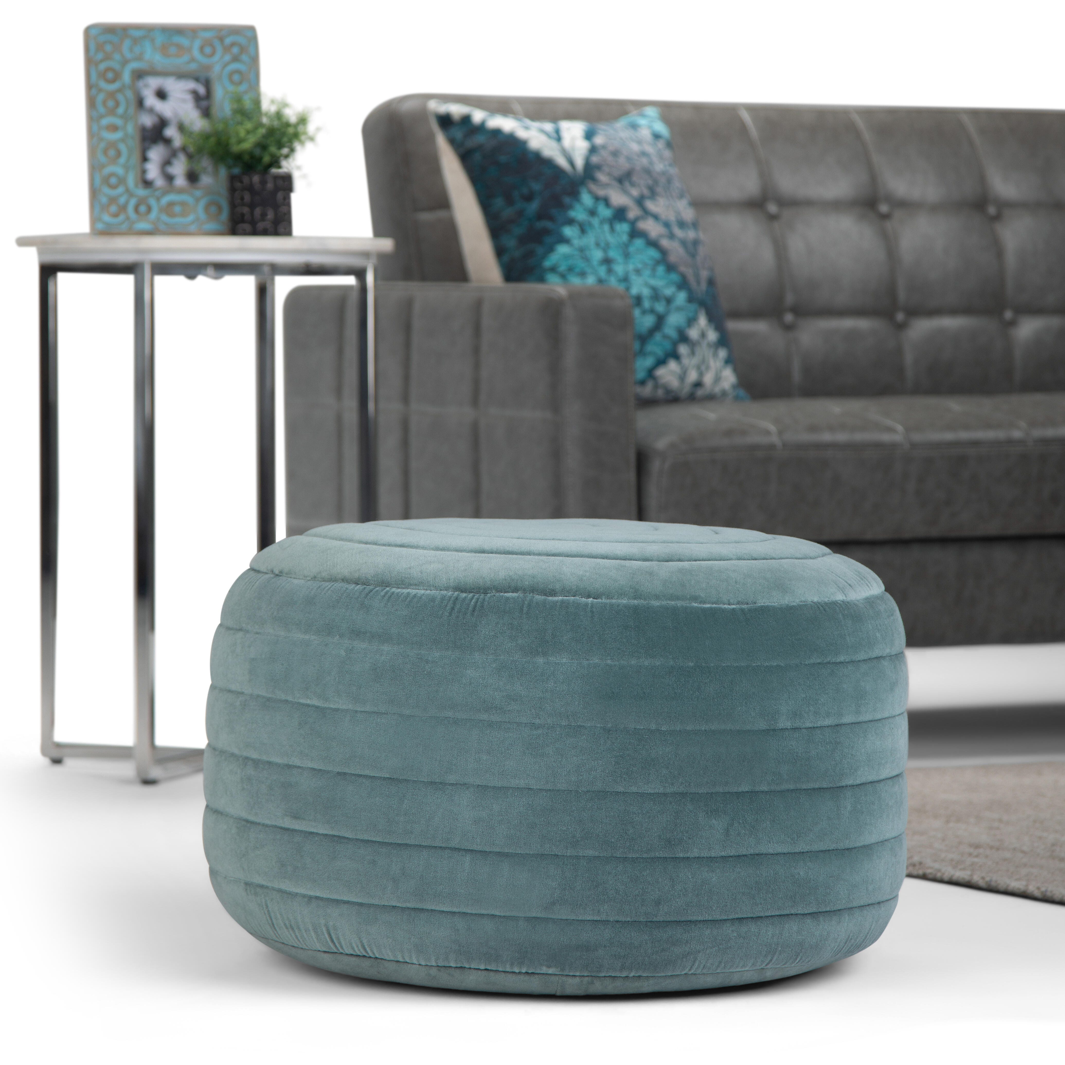 Click here for Simpli Home Vivienne Pouf  Turquoise prices