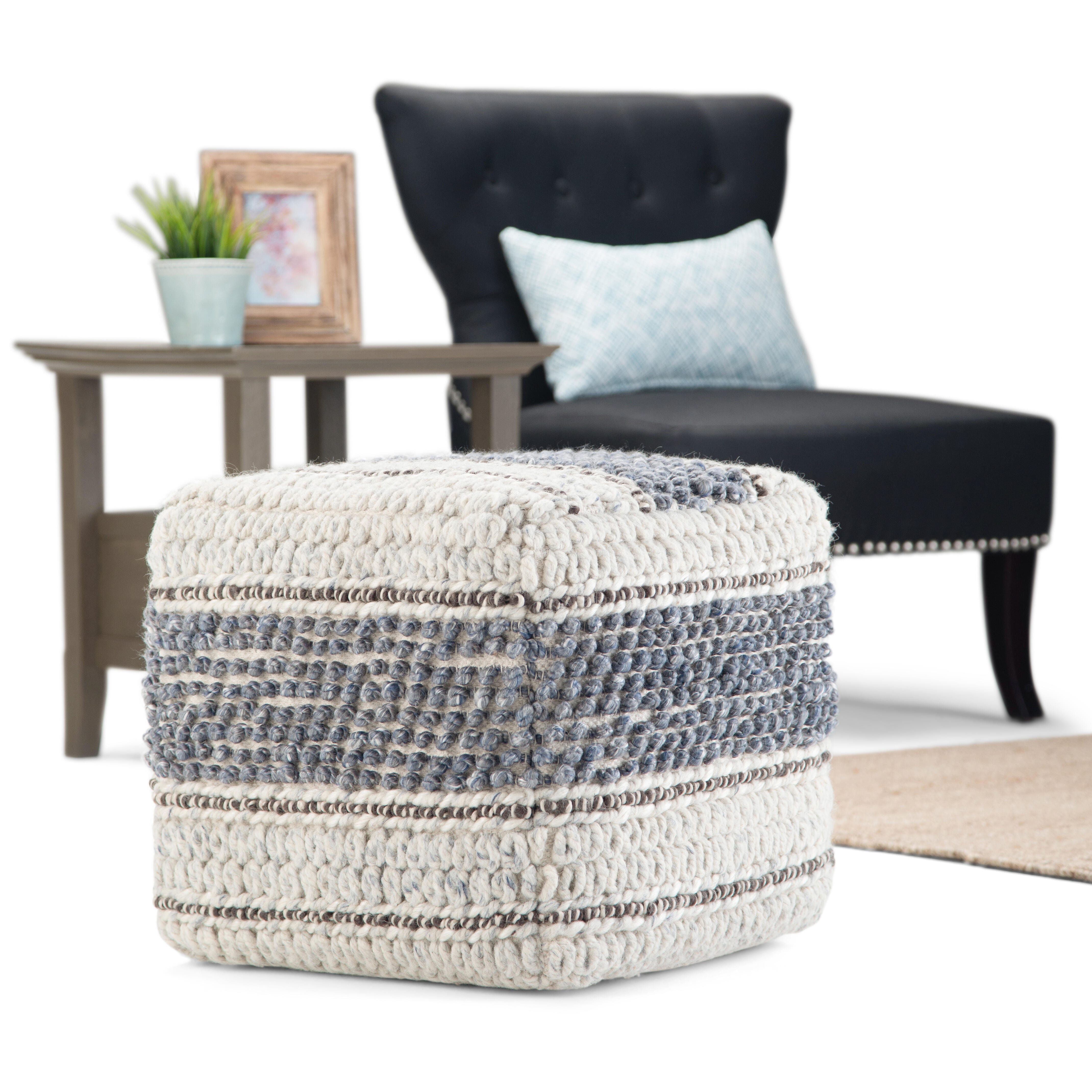 Click here for Simpli Home Grady Pouf  Blue/Natural prices