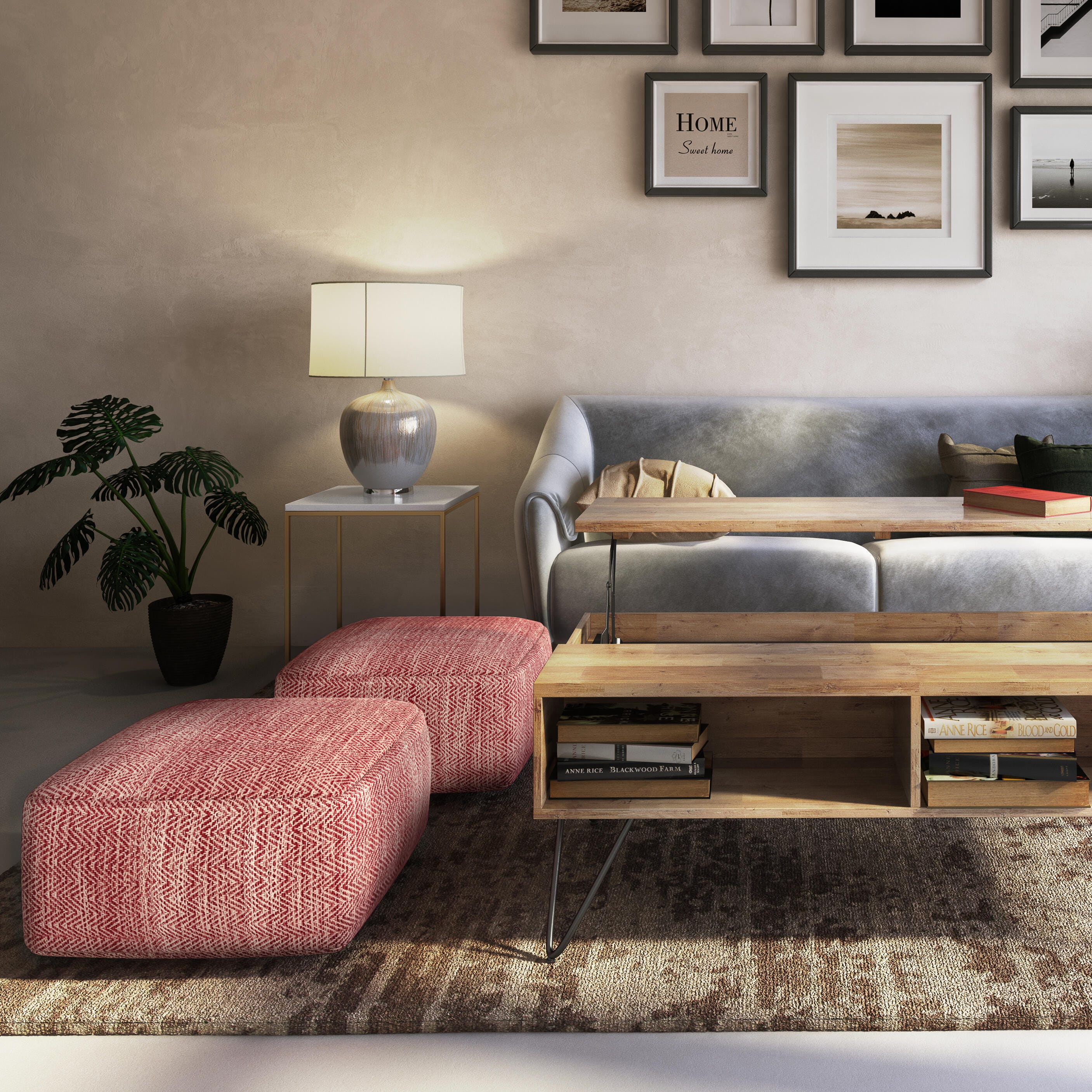 Click here for Simpli Home Nate Pouf  Maroon prices