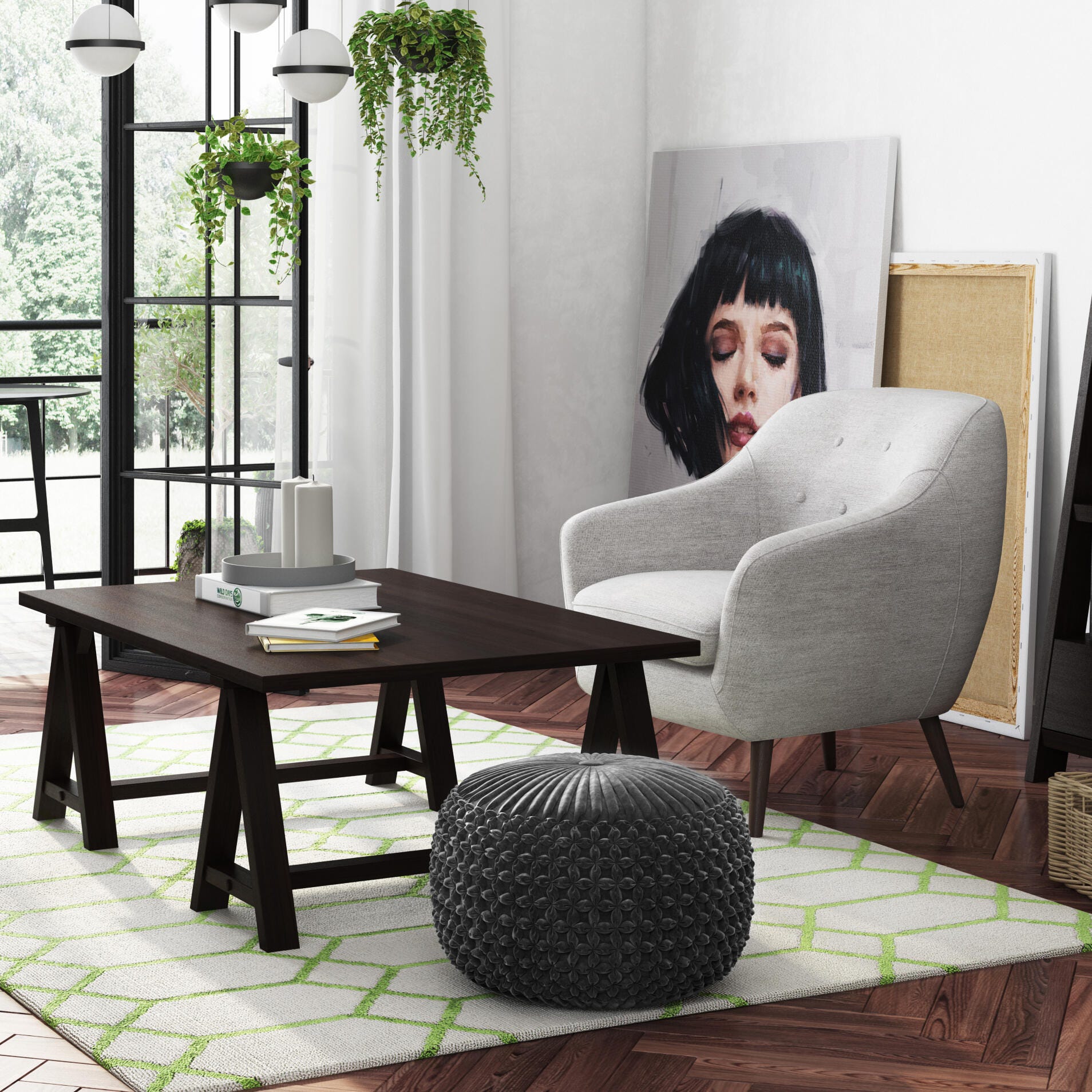Click here for Simpli Home Renee Pouf  Slate Gray prices