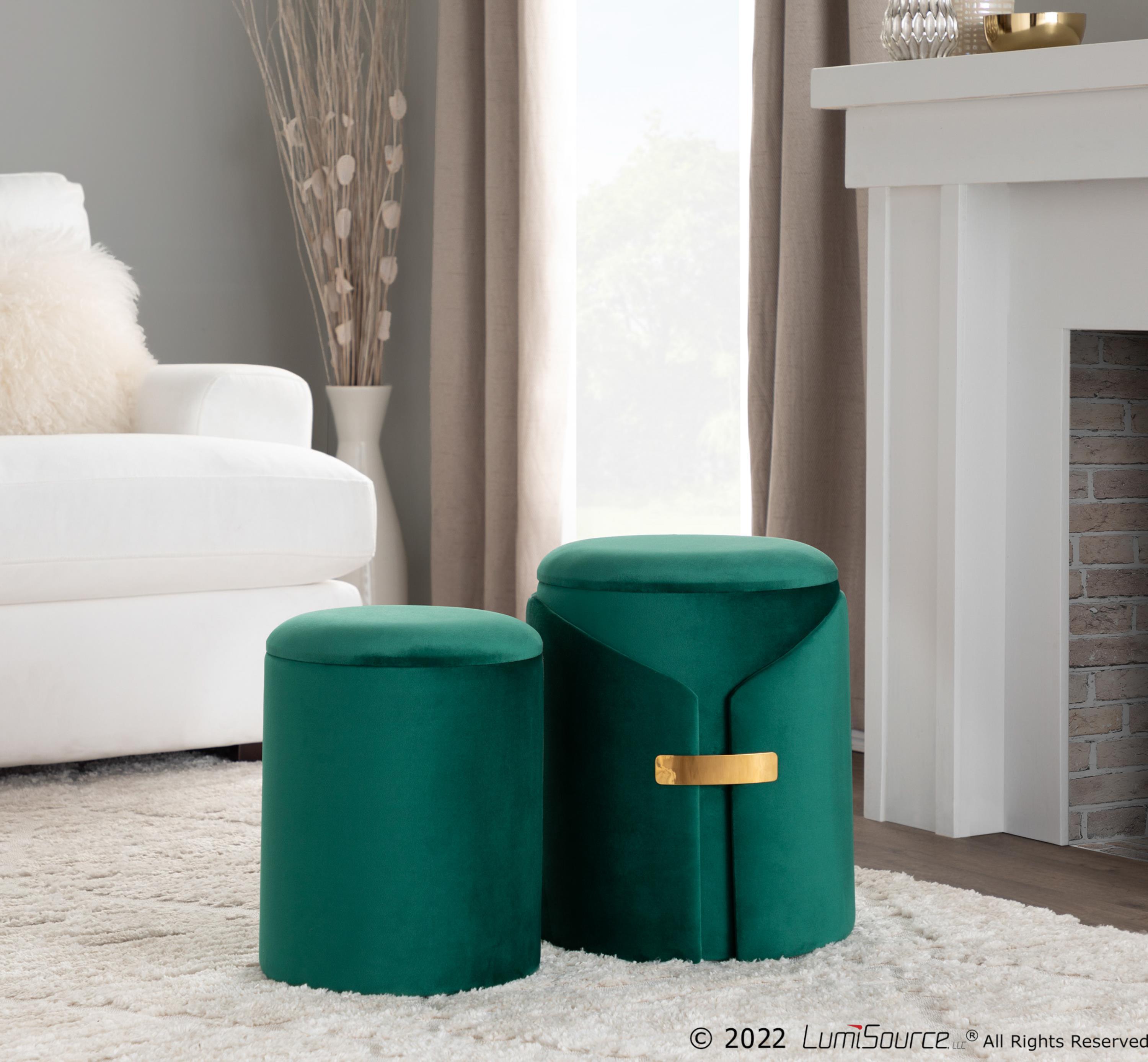 Click here for LumiSource Dahlia Ottoman Set  Green prices