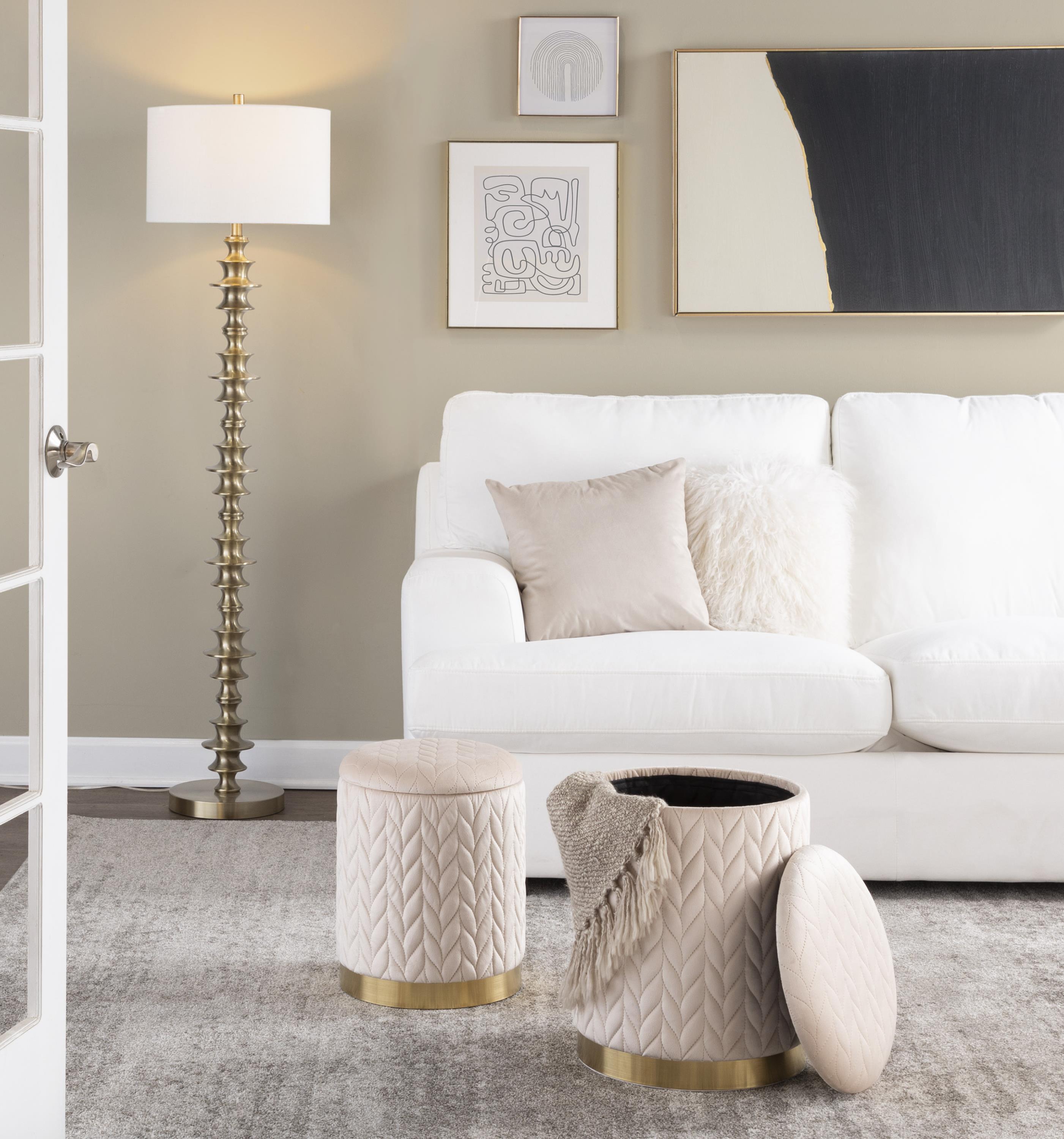 Click here for LumiSource Marla Quilted Ottoman Set  Cream prices