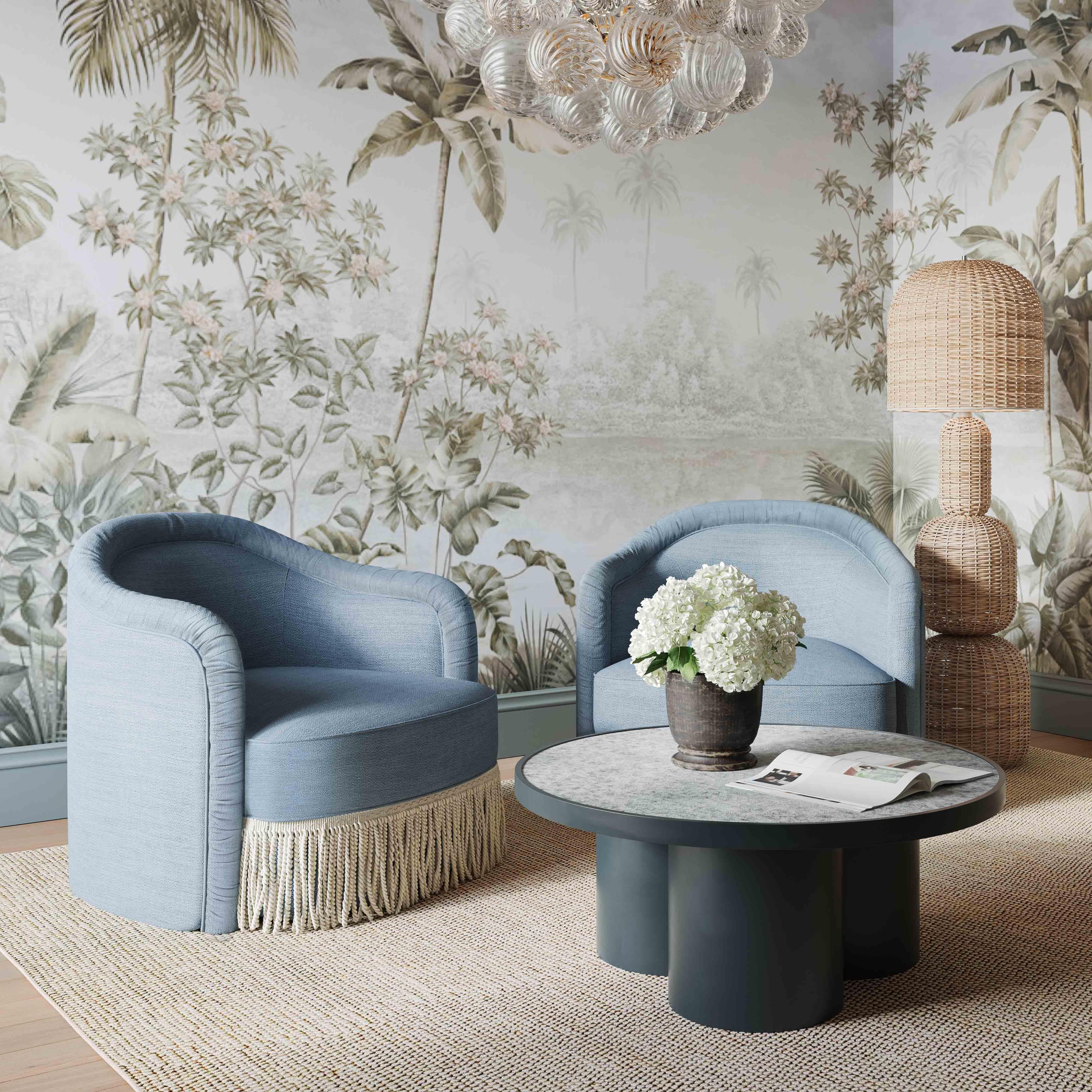 Click here for TOV Furniture Pamela Tassel Lounge Chair  Blue prices